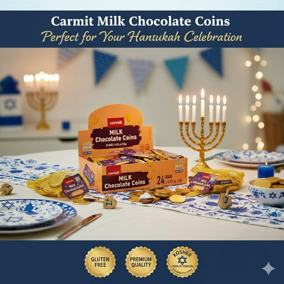 Hanukkah Chocolate Coins Including Kosher Gold and Milk Options