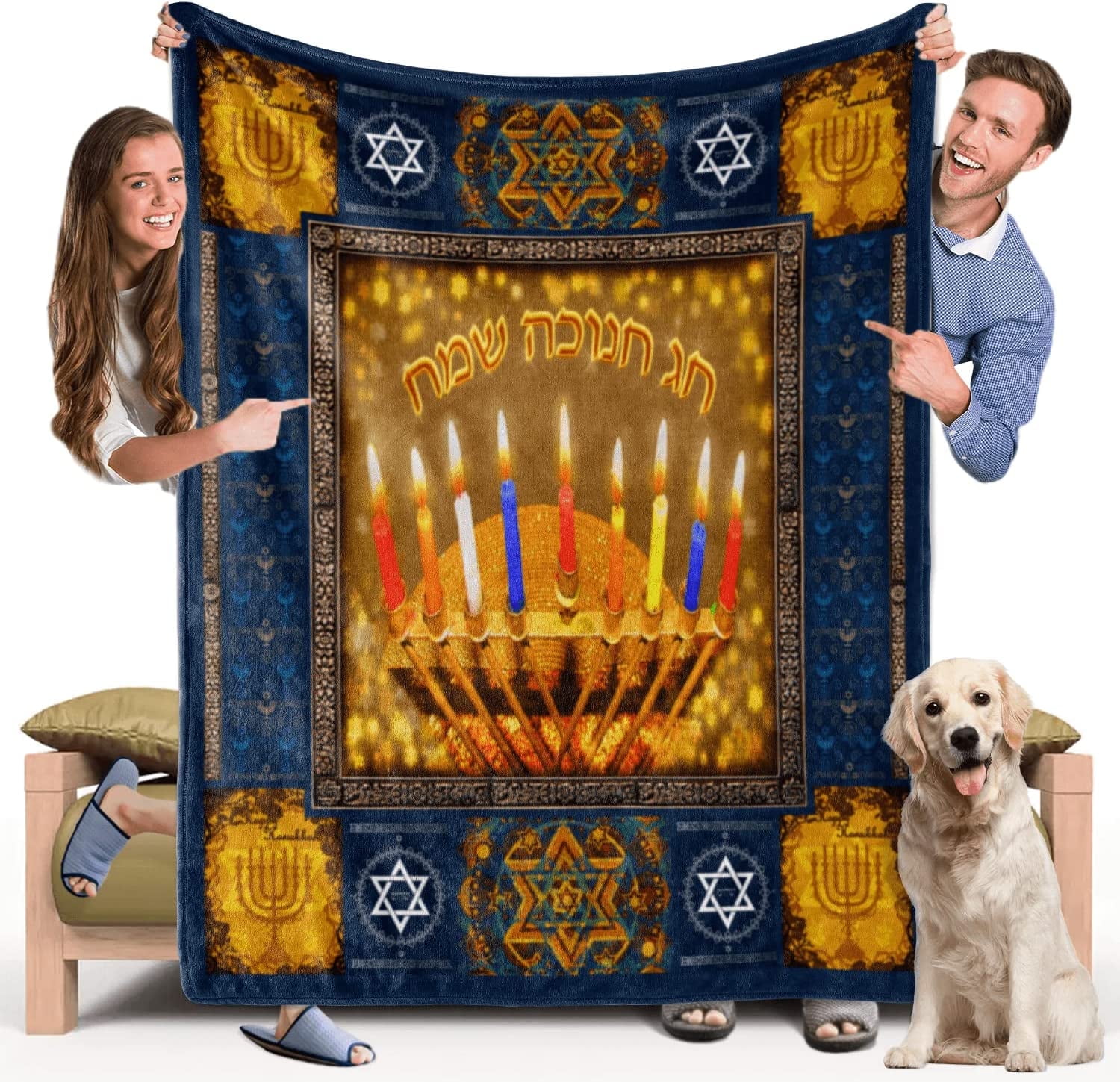 Hanukkah Gifts, Chanukah Blanket Fleece Soft Cozy Throw Blanket for ...