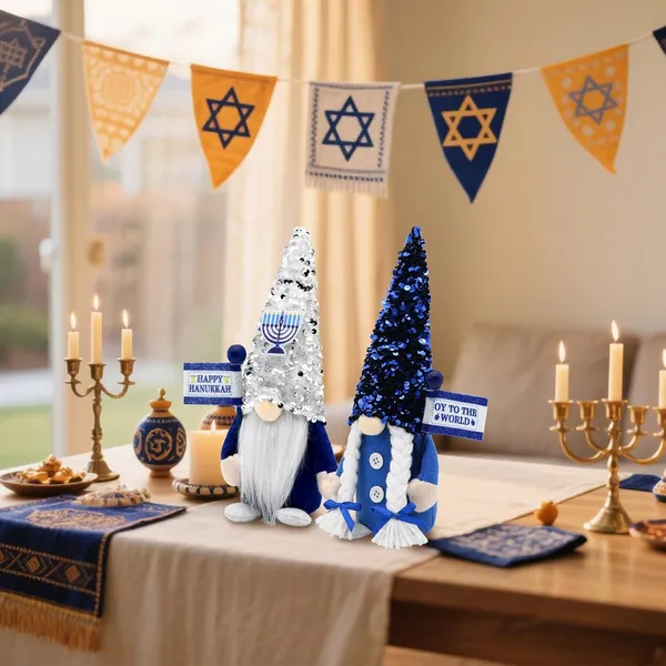 Hanukkah Gnomes Menorah Plush Decor Jewish Ornaments for Home Party ...