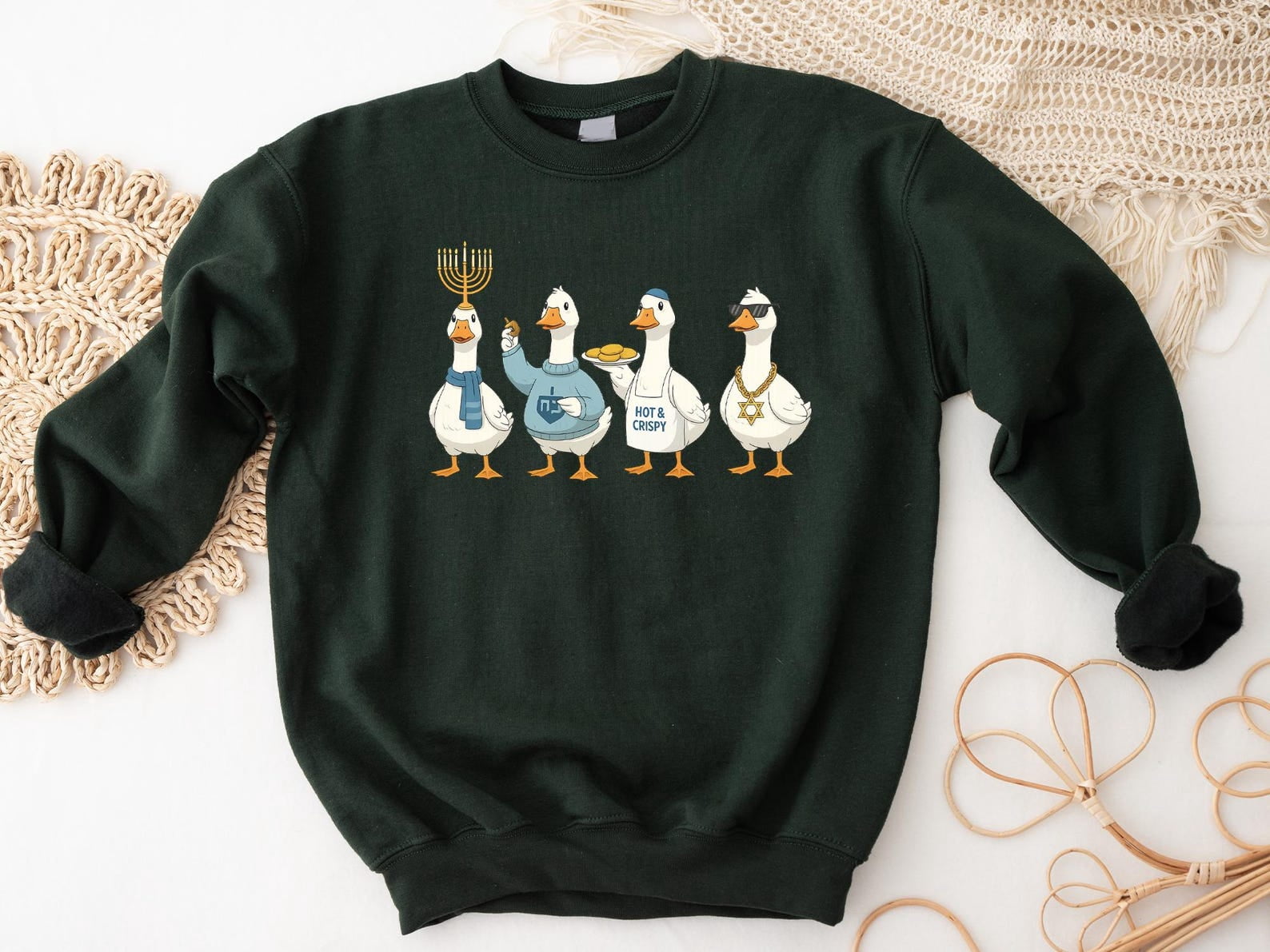 Hanukkah Goose Sweatshirt, Jewish Gift T-shirt, Nes Gadol Sweater ...