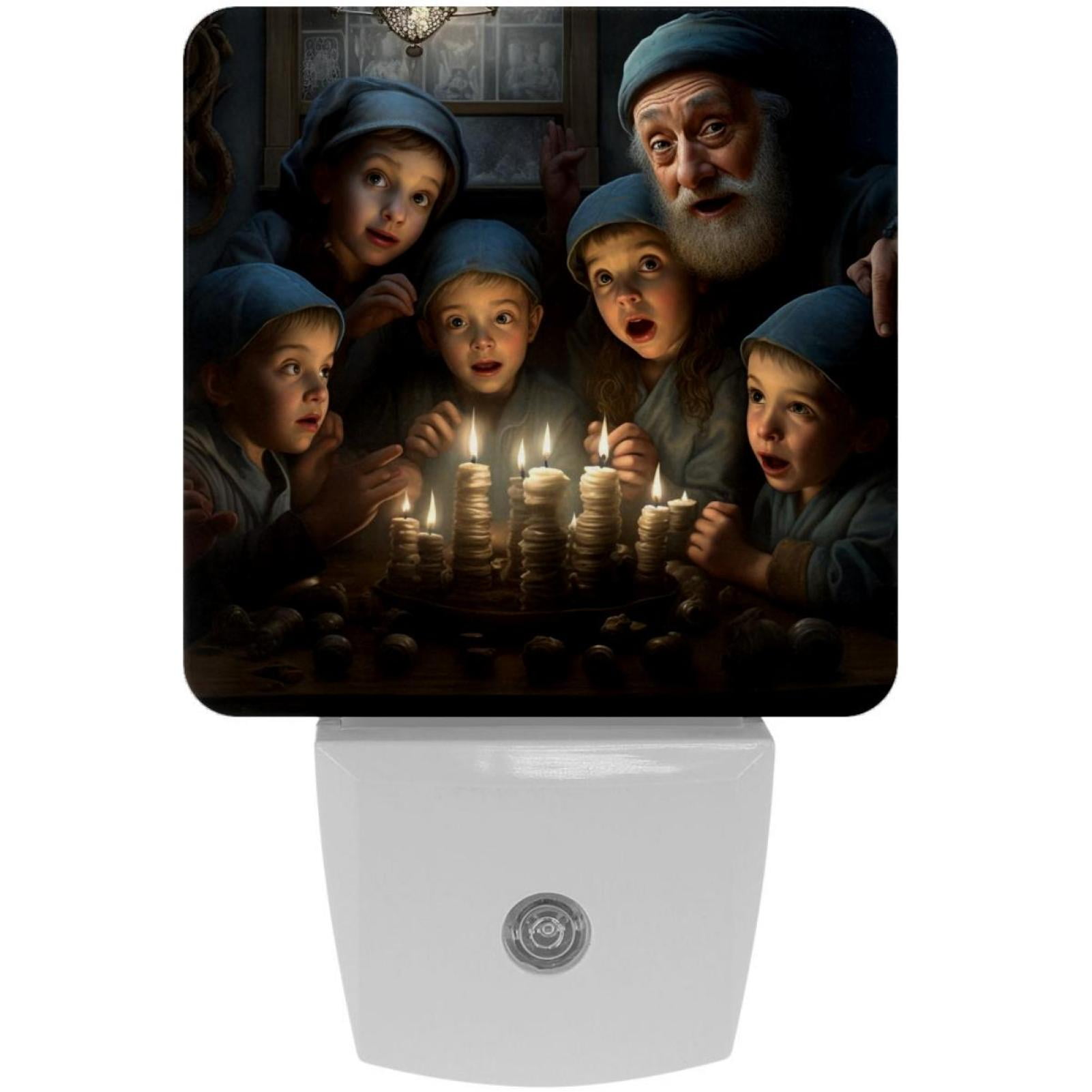 Hanukkah LED Square Night Lights - Modern Design, Soft Glow, Energy ...