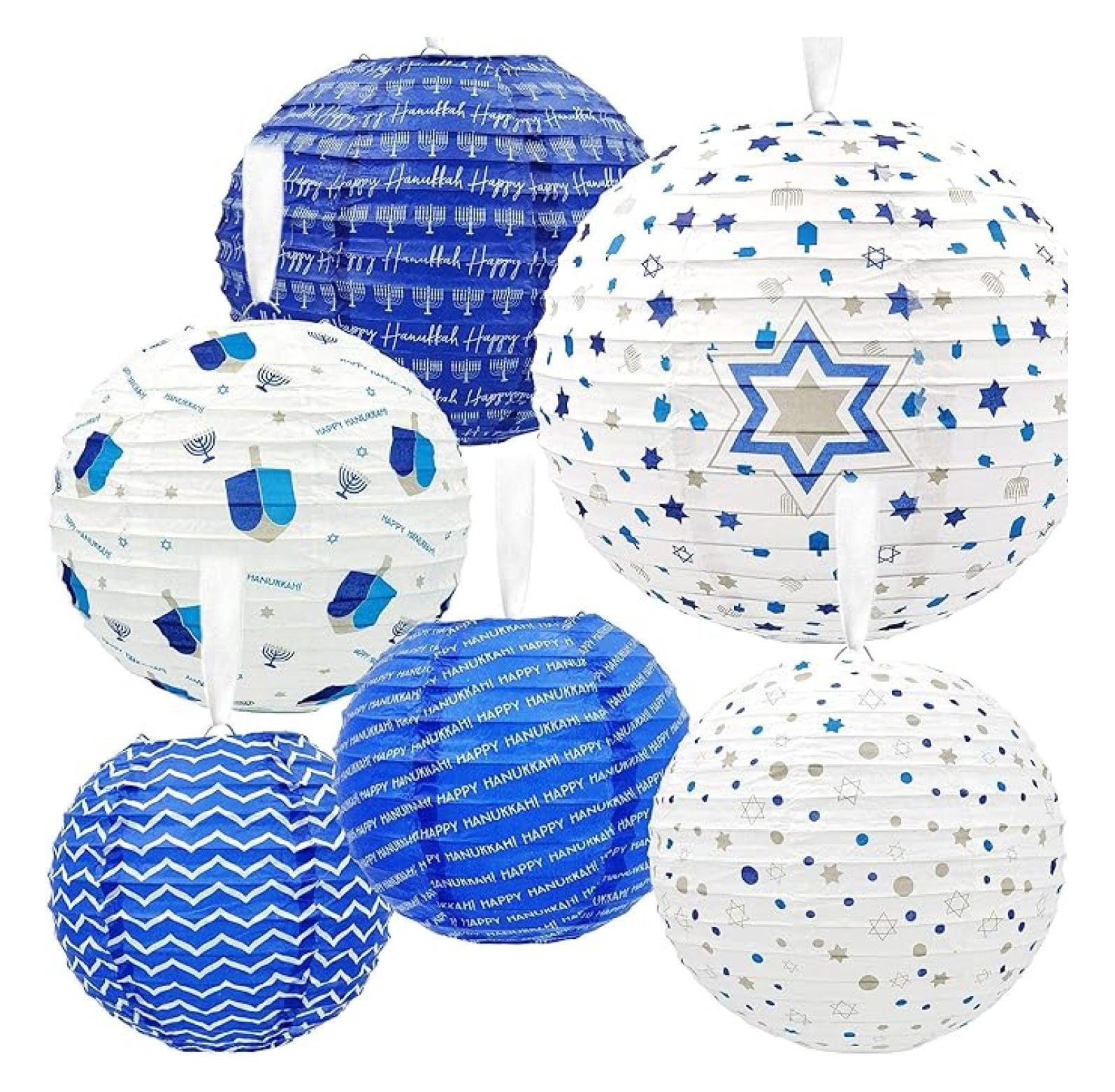 Hanukkah Lanterns Decorations 8 Piece Set - Hanging Paper Ball ...