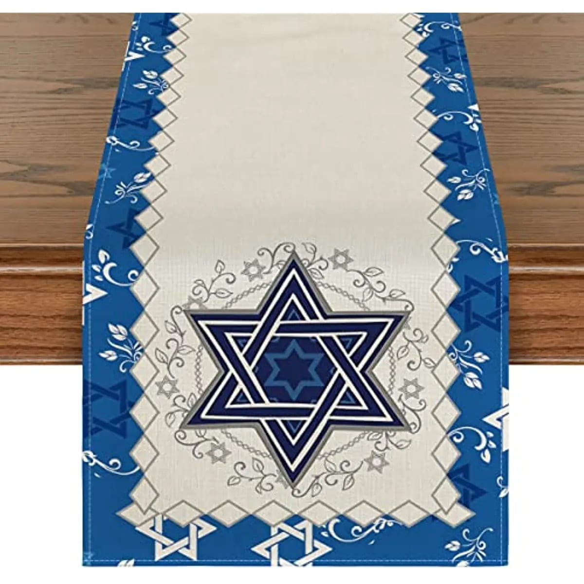 Hanukkah Linen Table Runners Chanukah Menorah Dreidel Table r Jewish ...
