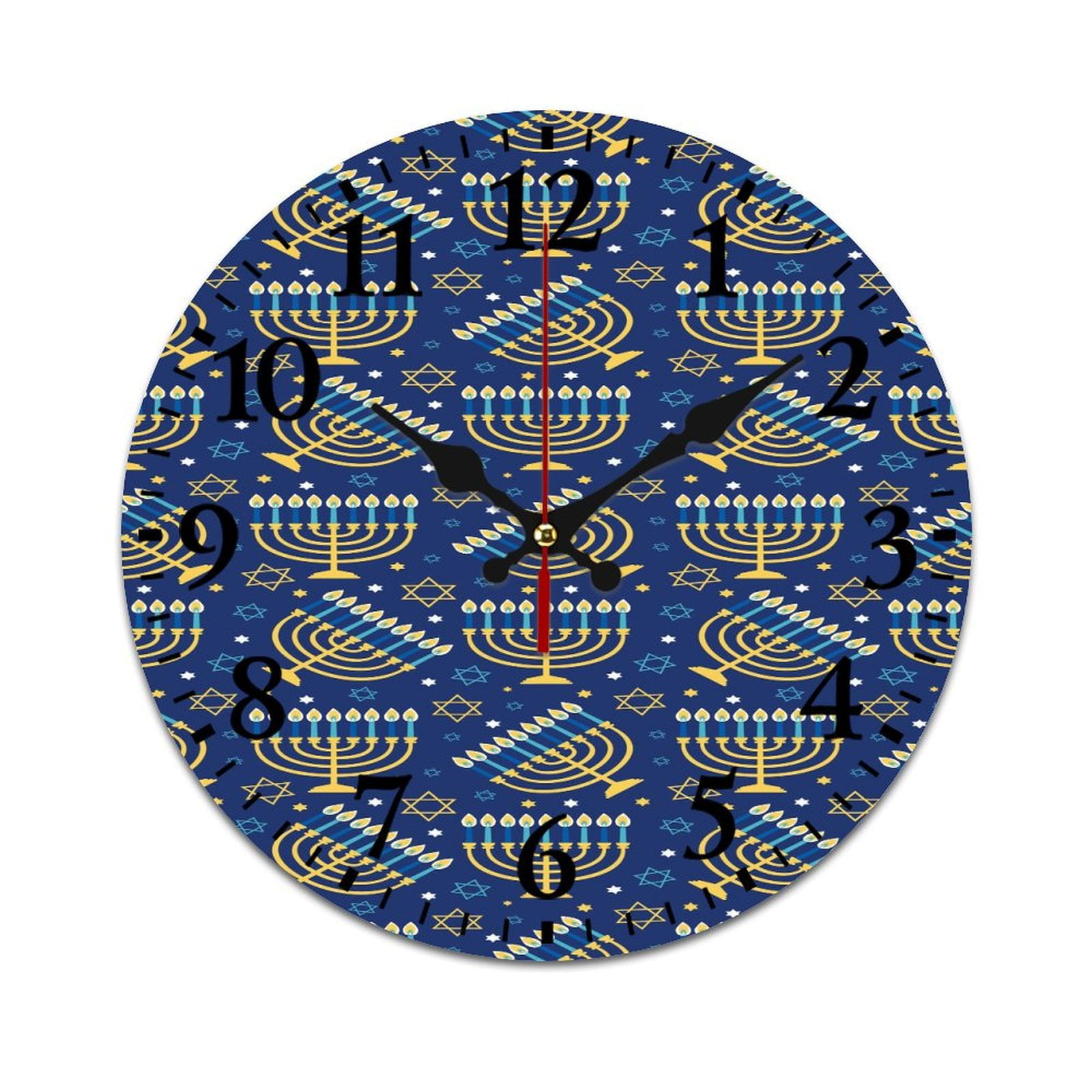 Hanukkah Menorah Seamless Pattern Wall Clock Modern Design Clocks Wall ...