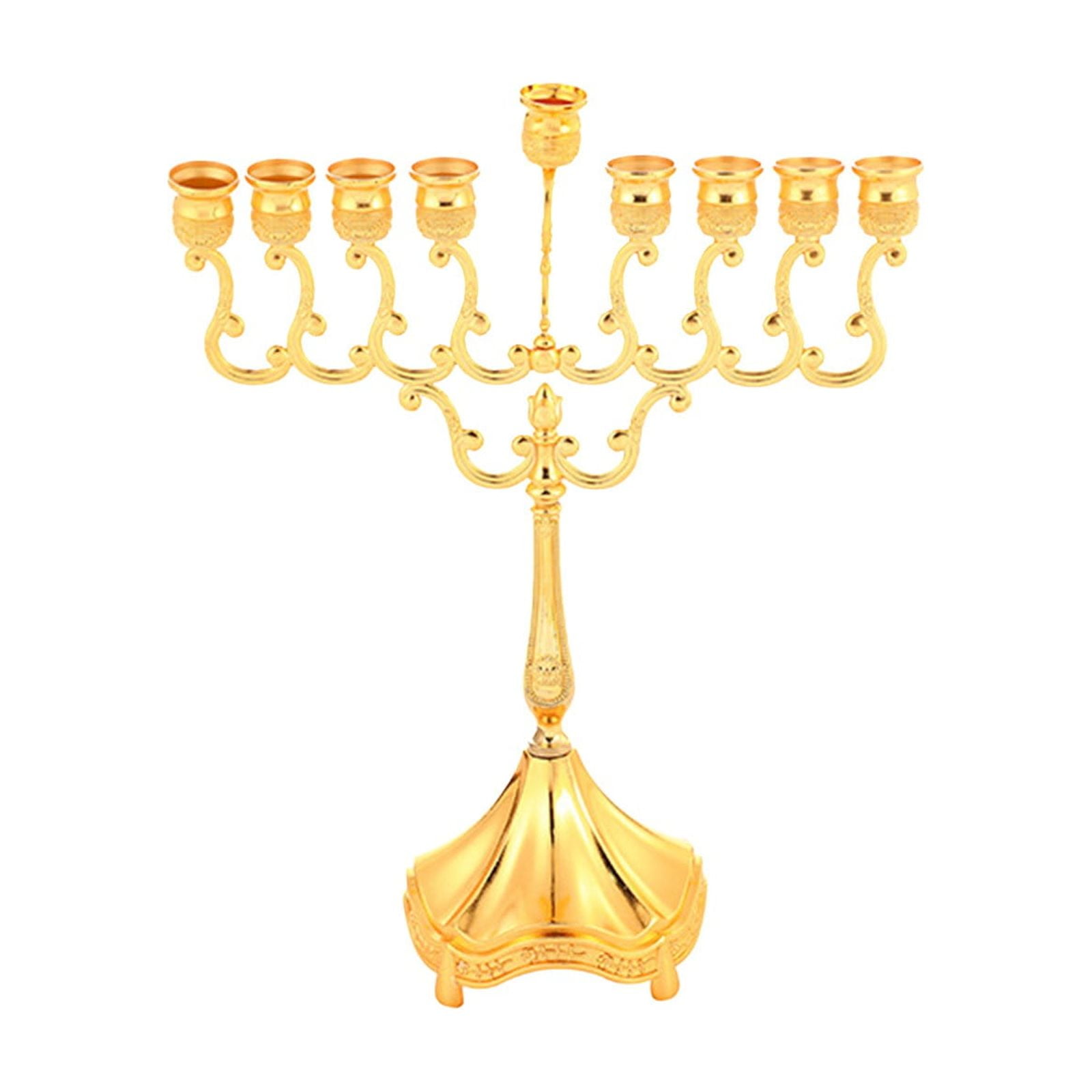 Hanukkah Menorahs 9 Branch Gold Plated Menorahs For Chanukah Candle ...