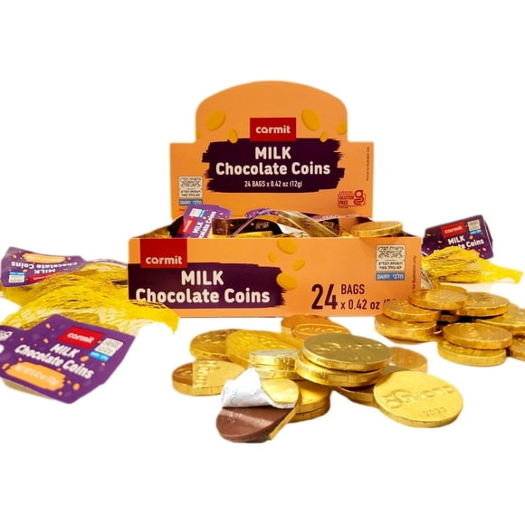 Hanukkah Chocolate Coins Including Kosher Gold and Milk Options
