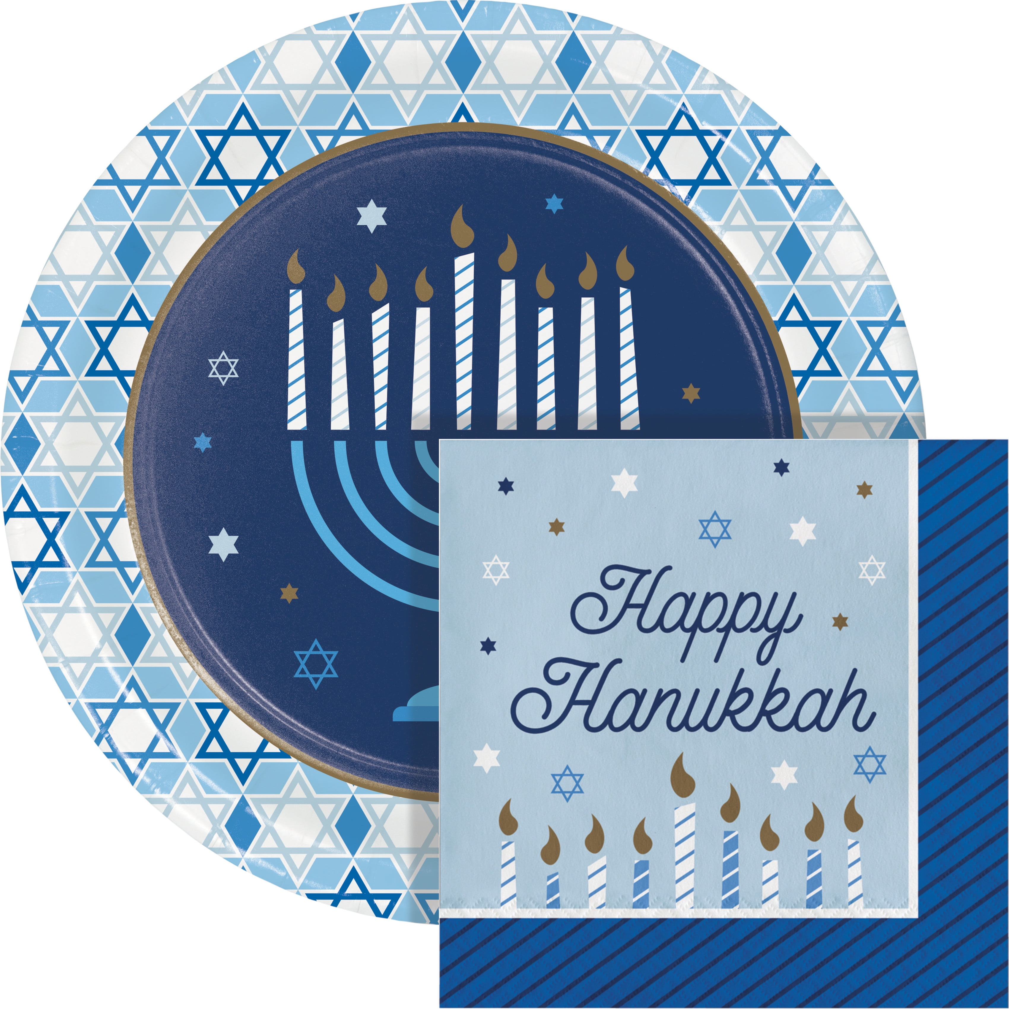 Hanukkah Plates and Napkins Kit, Serves 16 - Walmart Business Supplies