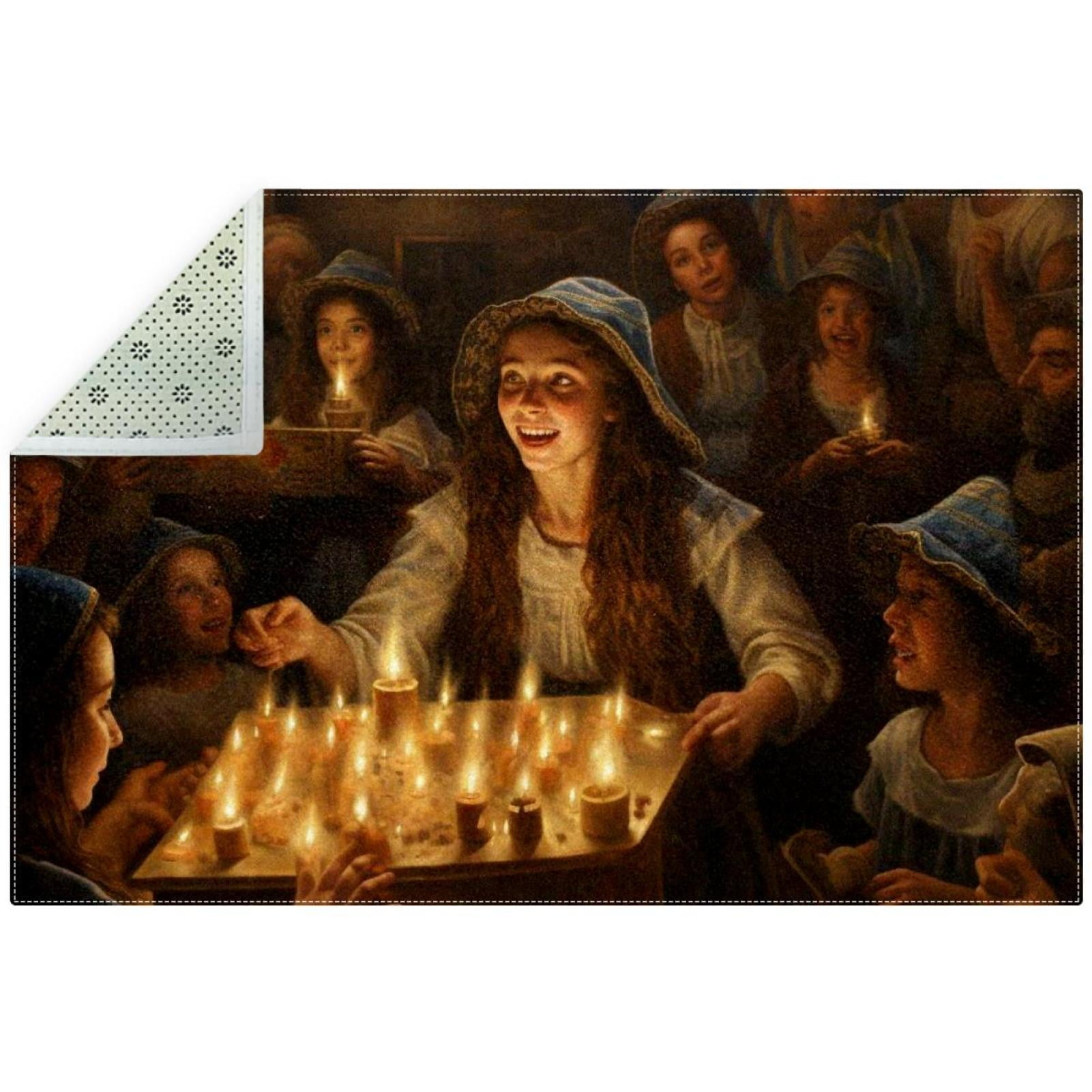 Hanukkah Polyester Welcome Mat - Indoor/Outdoor Door Mat with Right ...