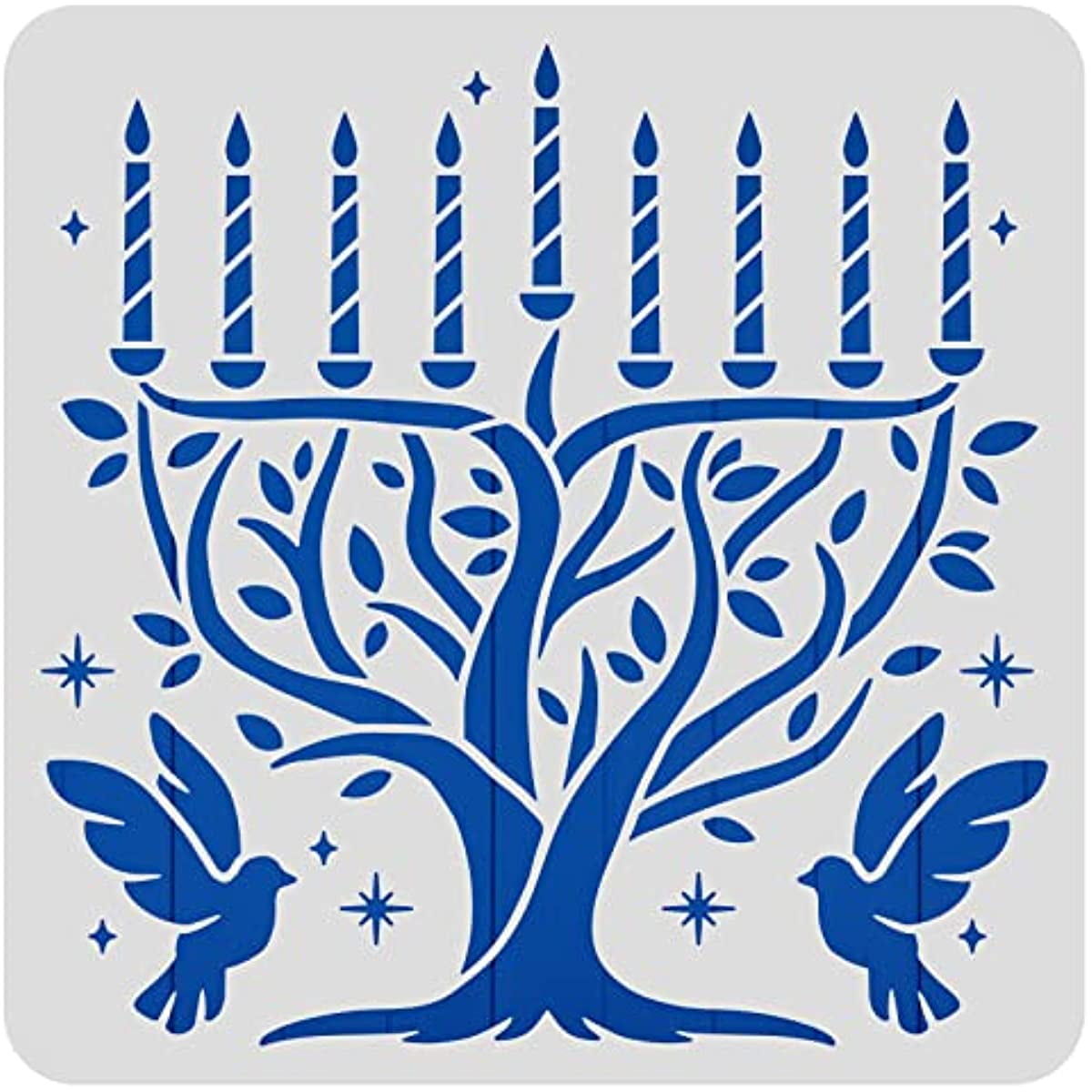 Hanukkah Themed Drawing Stencils Candle Dove Tree of Life Template for ...