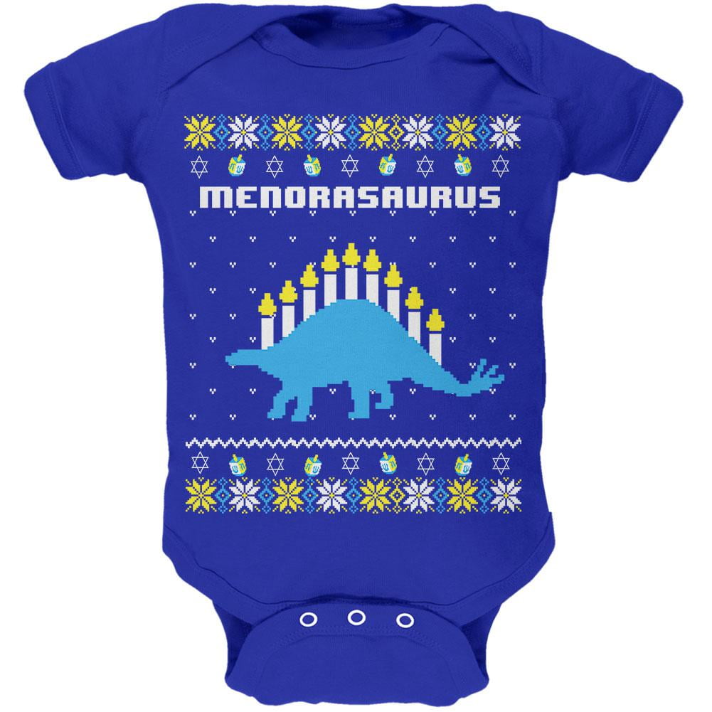 Hanukkah Ugly Sweater Menorasaurus Menorah Stegasaurus Soft Baby One ...