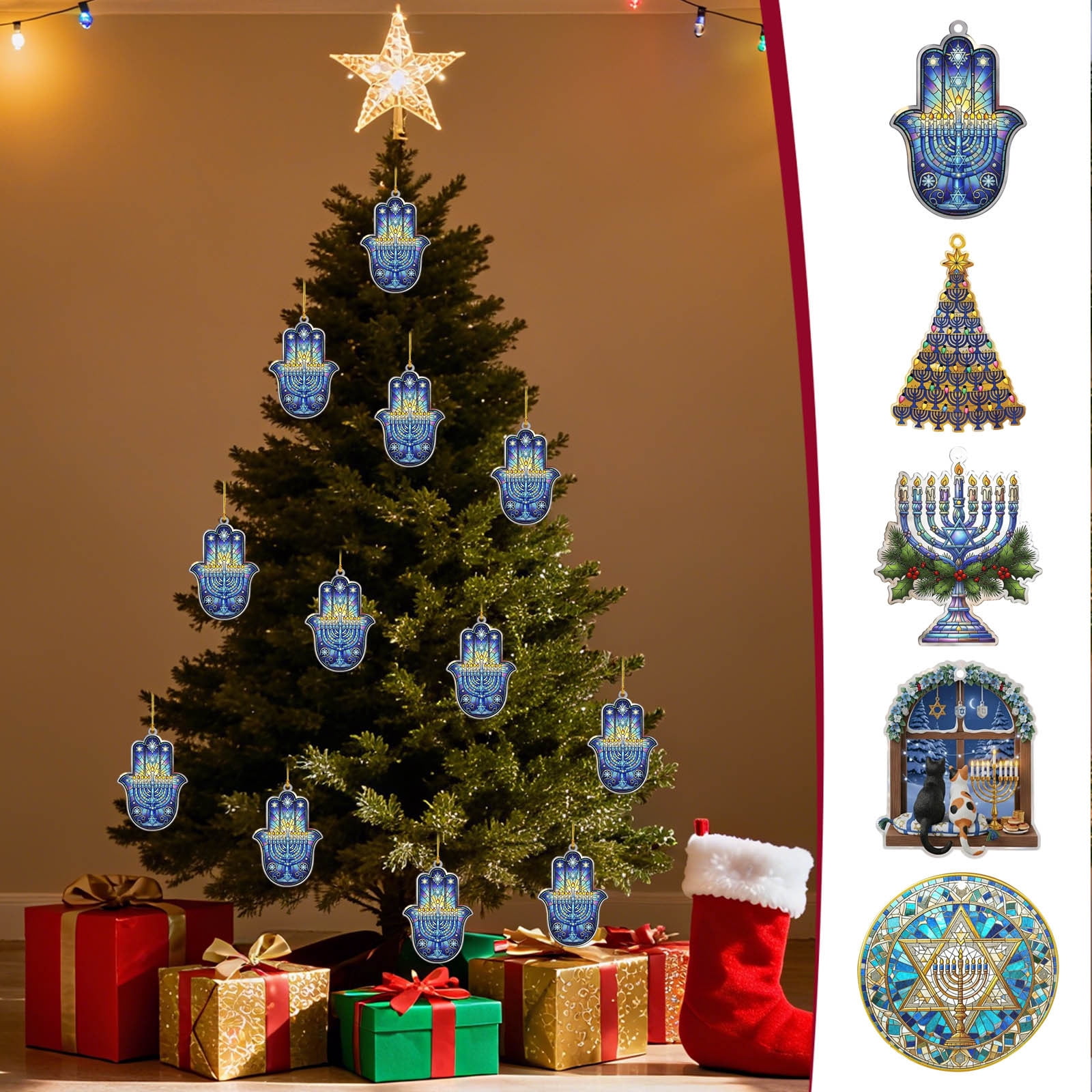 Hanukkah Window Suncatchers, Festive Hanukkah Decorative Pendants ...