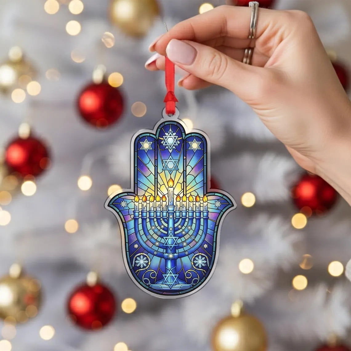 Hanukkah Window Suncatchers with Traditional Symbols, Jewish Holiday ...