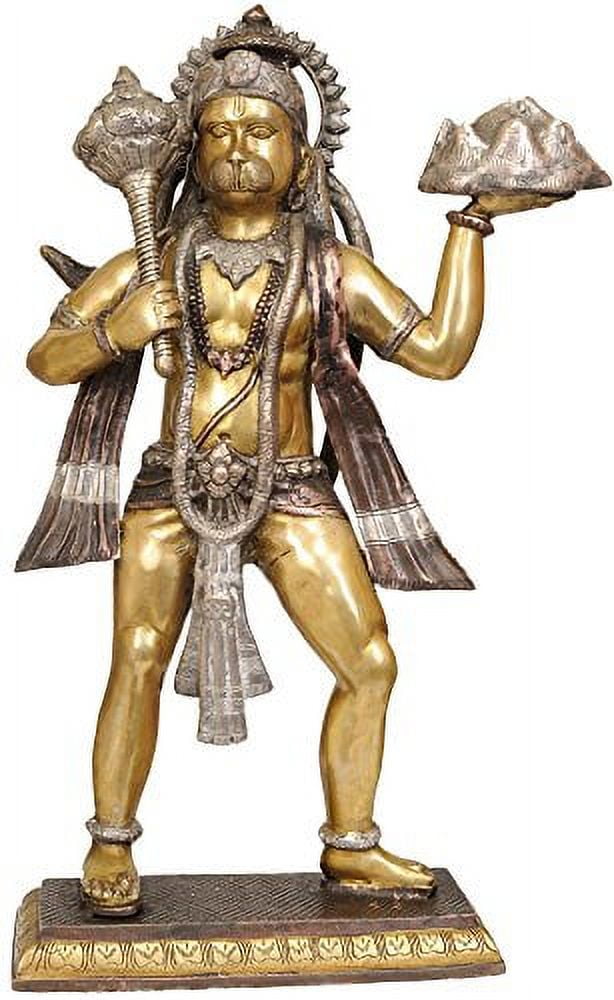 Hanuman Ji Carrying Mount Dron of Sanjeevani Herbs - Brass Statue ...