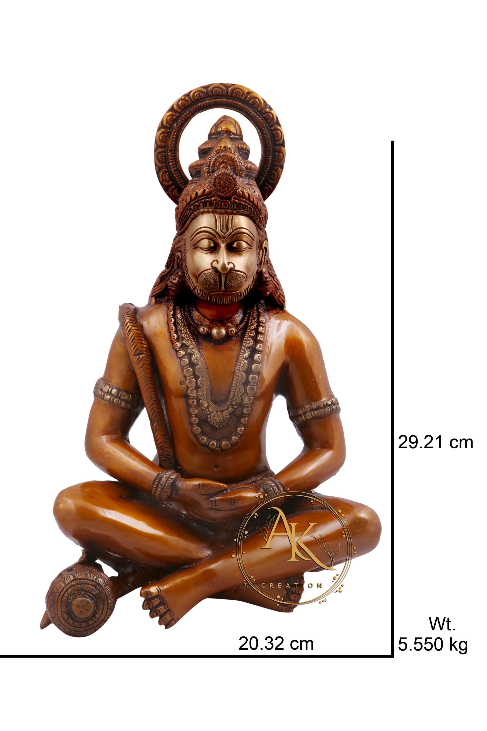 Hanuman Statue in Brass, 11.5 Inch Brass Hanuman Idol, Hindu Monkey God ...