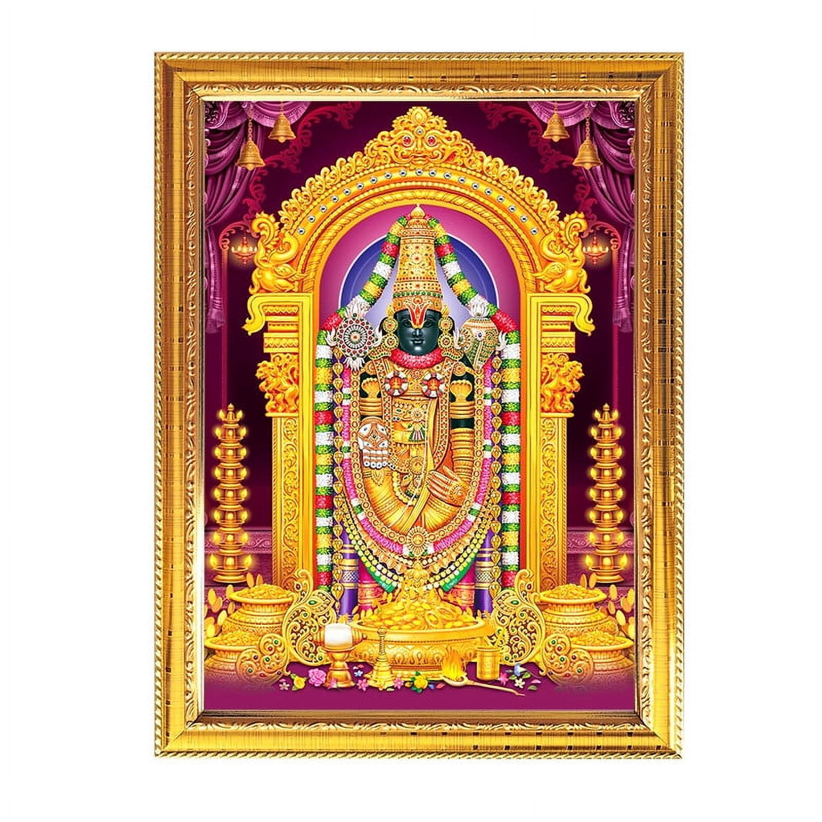 Hanuman ji Lord Balaji Form Golden Photo Frame for Pooja Indian with a ...