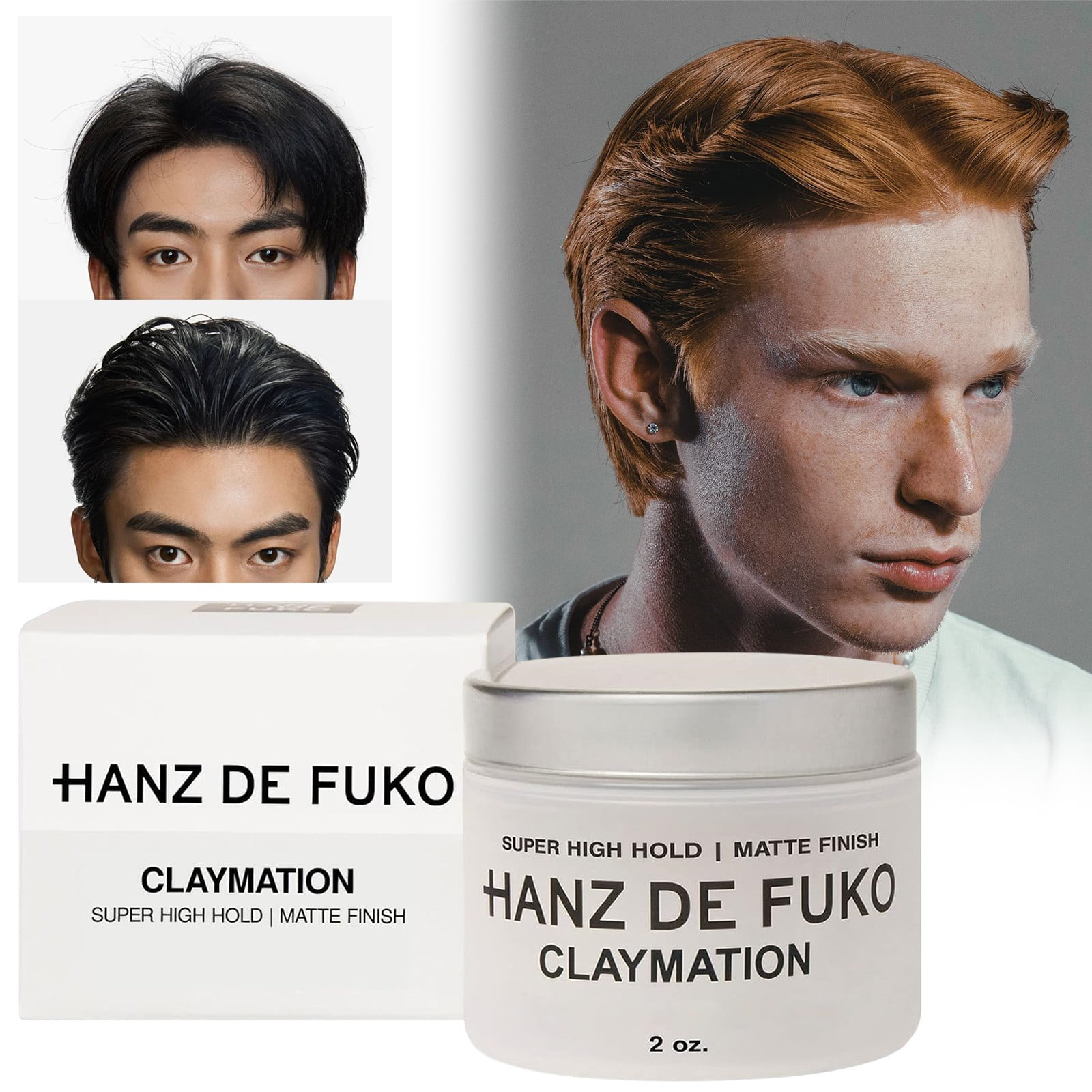 Hanz de Fuko Claymation Texture Clay Mens Hair Clay Glacial Clay Pomade Hair Dough Flow Bros ...