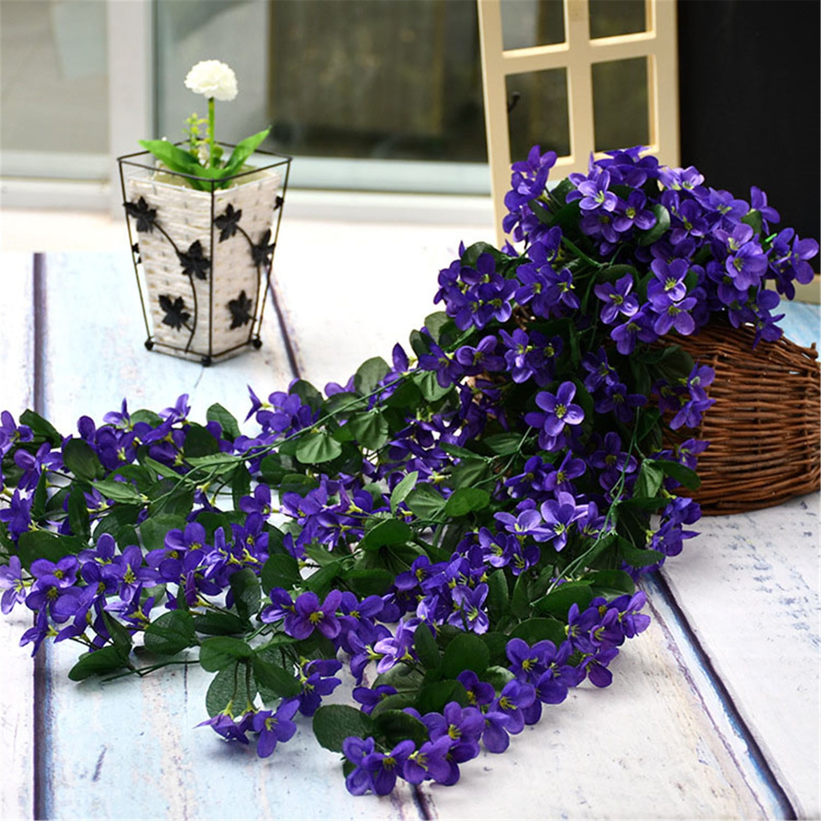 Hanzidakd Artificial Fake Flowers Hanging Hanging Basket Bunch Violet ...