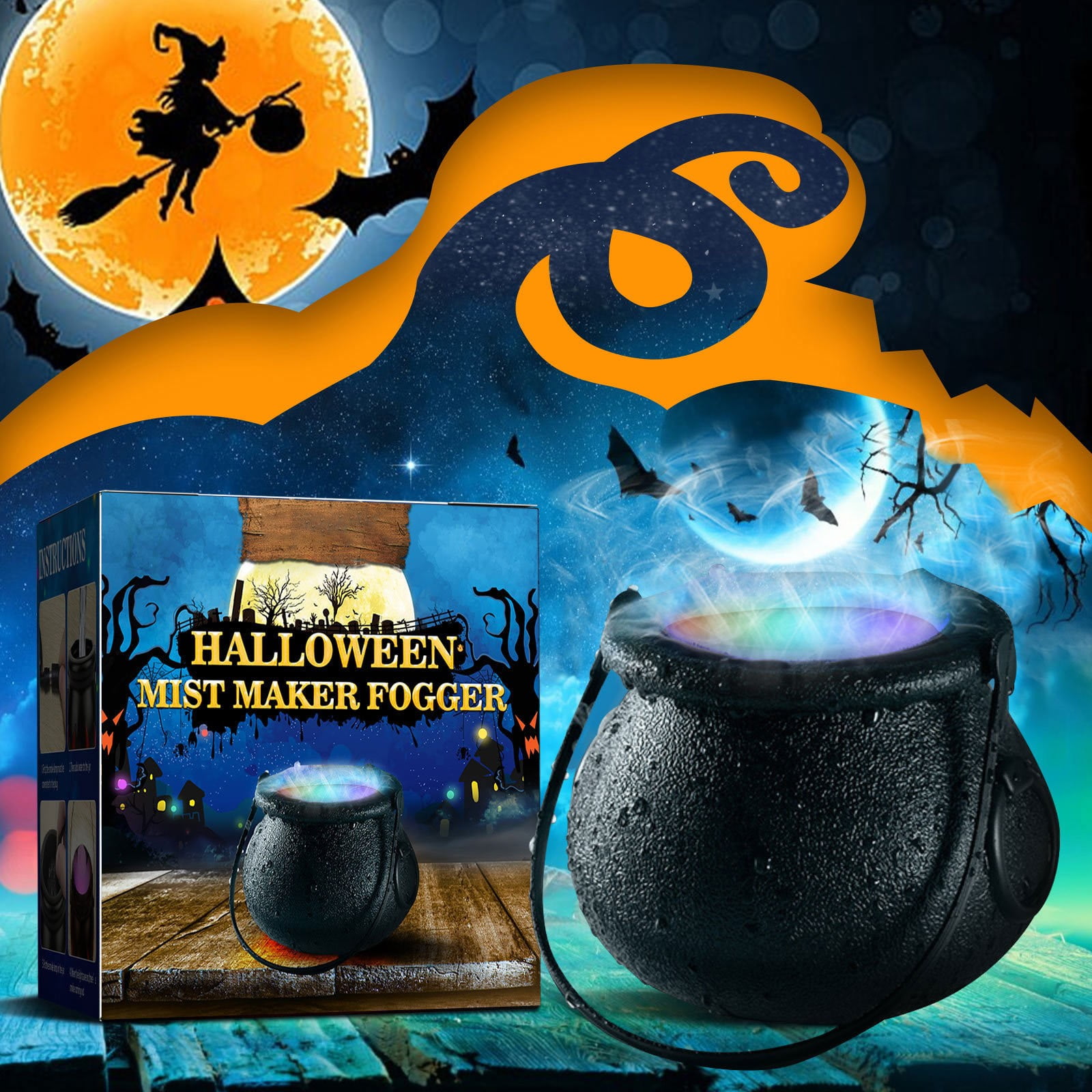 Hanzidakd Clearance！Halloween Decor Figurines Mist Maker Fogger Fog ...