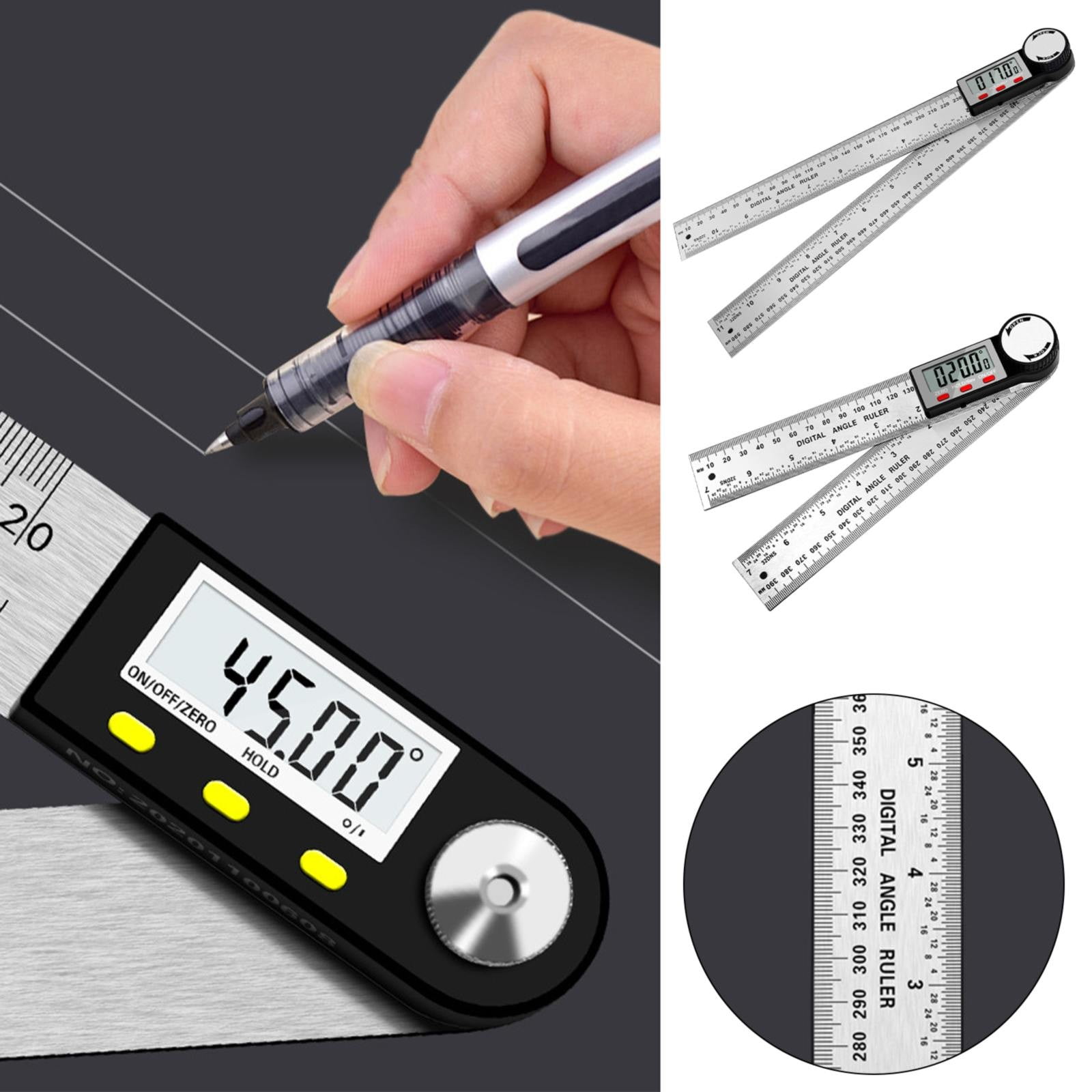 Hanzidakd Protractor Clearance Digital Angle Ruler 2024 New 2 In 1 Precision Ruler&digital Angle ...