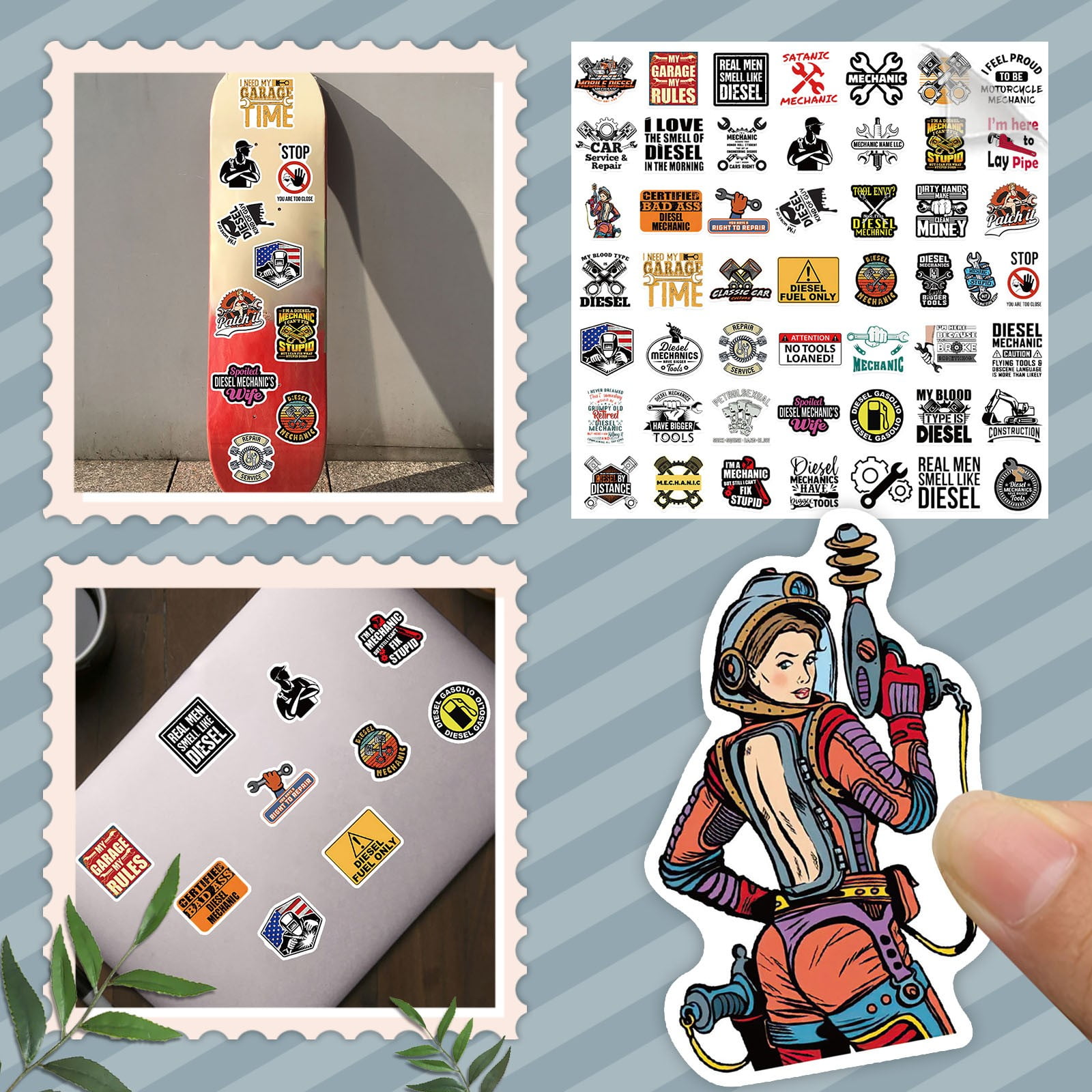 Hanzidakd Stickers Cartoon Mechanic Stickers Decorate Luggage Notebook ...