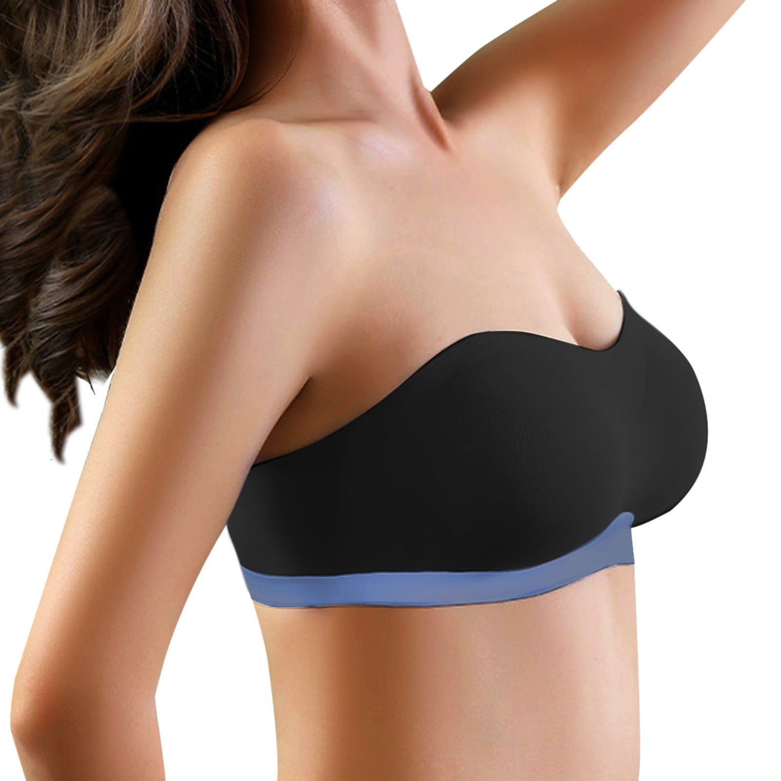 Hanzidakd Strapless Bras Women Lingerie Strapless Front Buckle Lift Bra Wire Slip Push Up