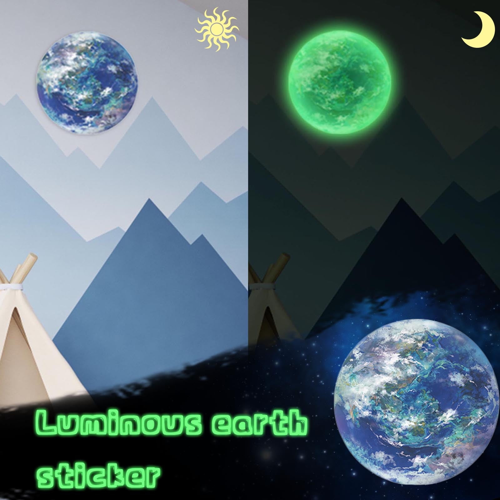 Hanzidakd Wall stickers Green Luminous Earth Glowing Children's Room ...