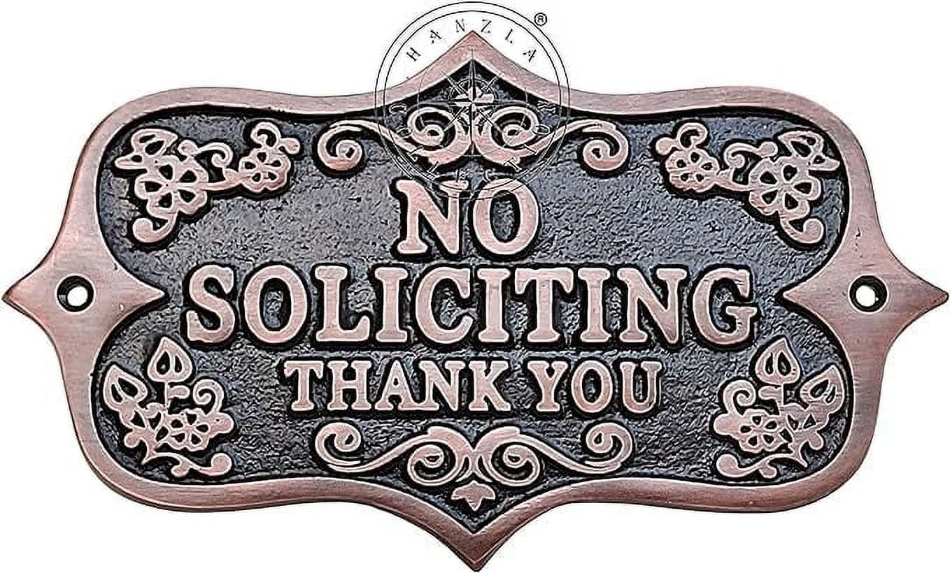 Hanzla Collection NO SOLICITING THANK YOU Solid Brass Door Sign 7 ...
