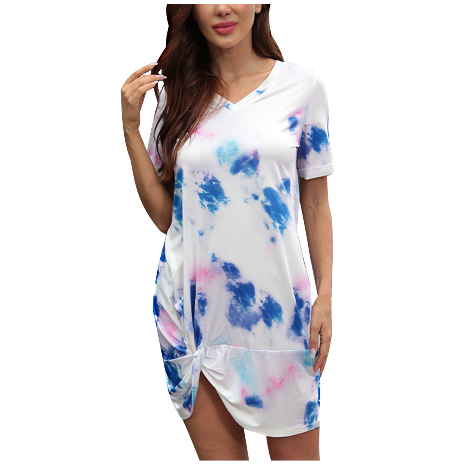 HaoTouZe Women's Beach Cover Up Dress Clearance Crew Neck Loose Fit ...
