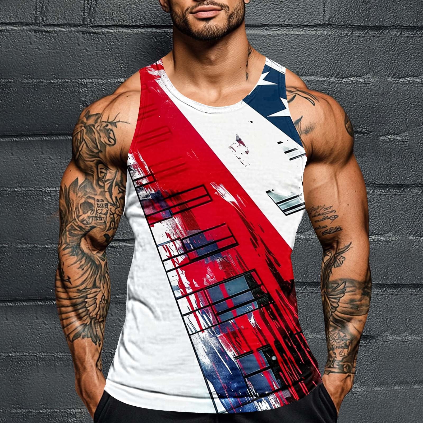 HaoXianJian Men's Workout Tank Tops Sleeveless Gym Cut Off Tee ...