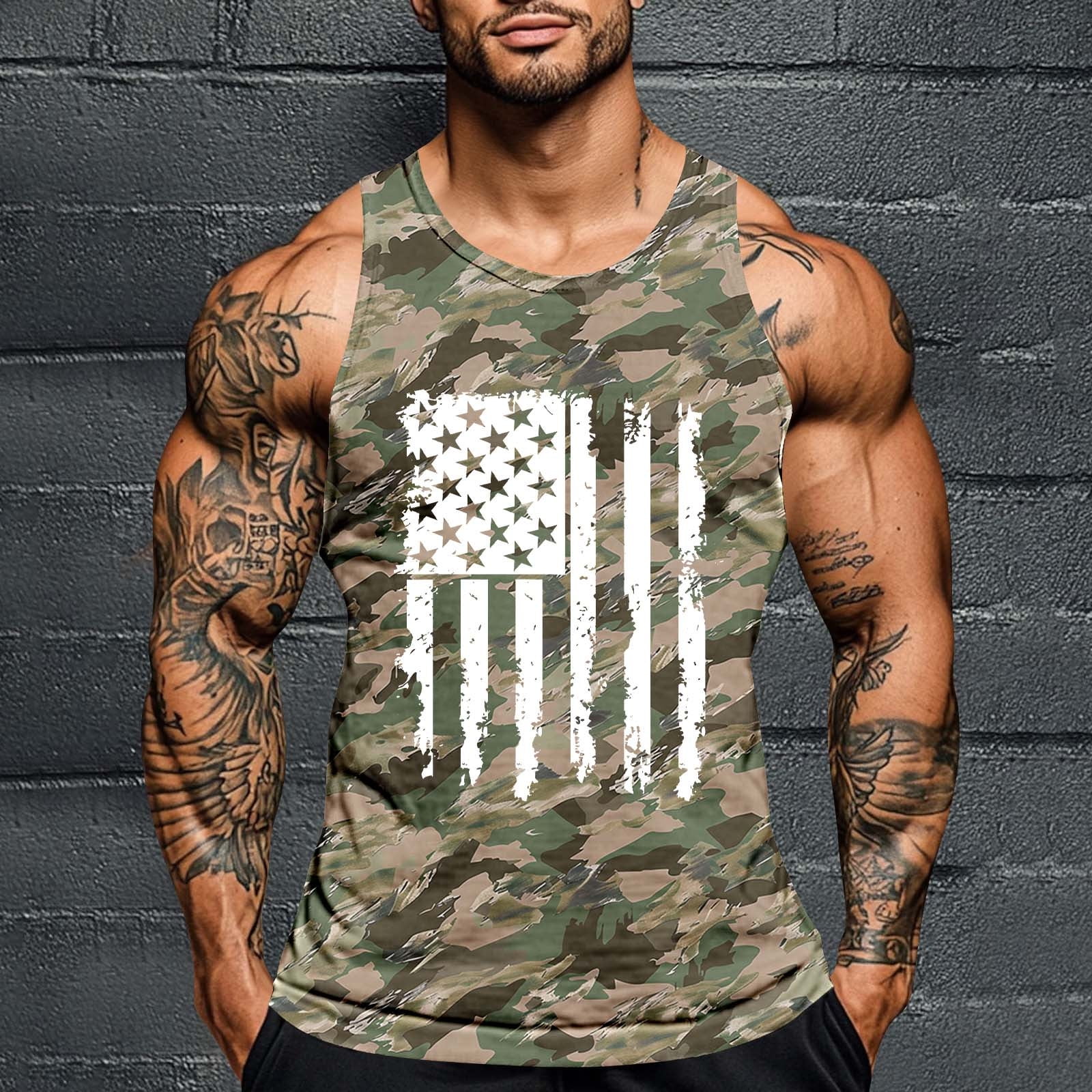 HaoXianJian Men's Workout Tank Tops Sleeveless Gym Cut Off Tee ...
