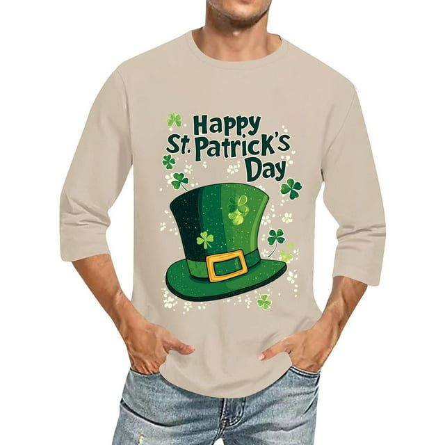 HaoXianJian Mens St Patricks Day Shirt formal hat Print Irish Shamrock ...