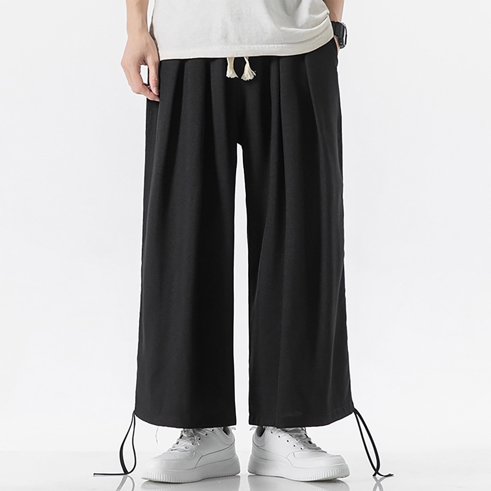 HaoXianJian Mens Wide Leg Sweat Pants Open Bottom Baggy Athletic Pants ...