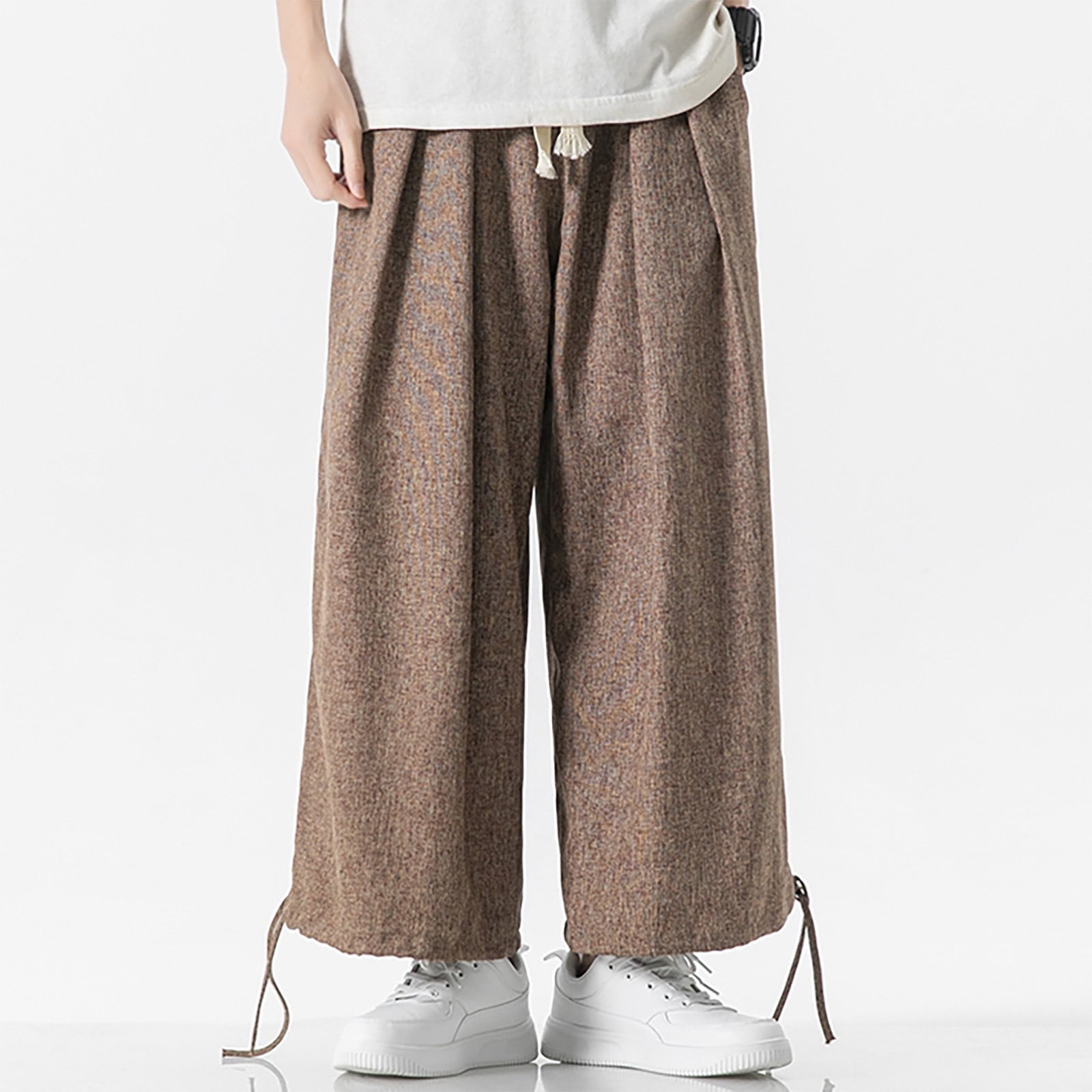 HaoXianJian Mens Wide Leg Sweat Pants Open Bottom Baggy Athletic Pants ...