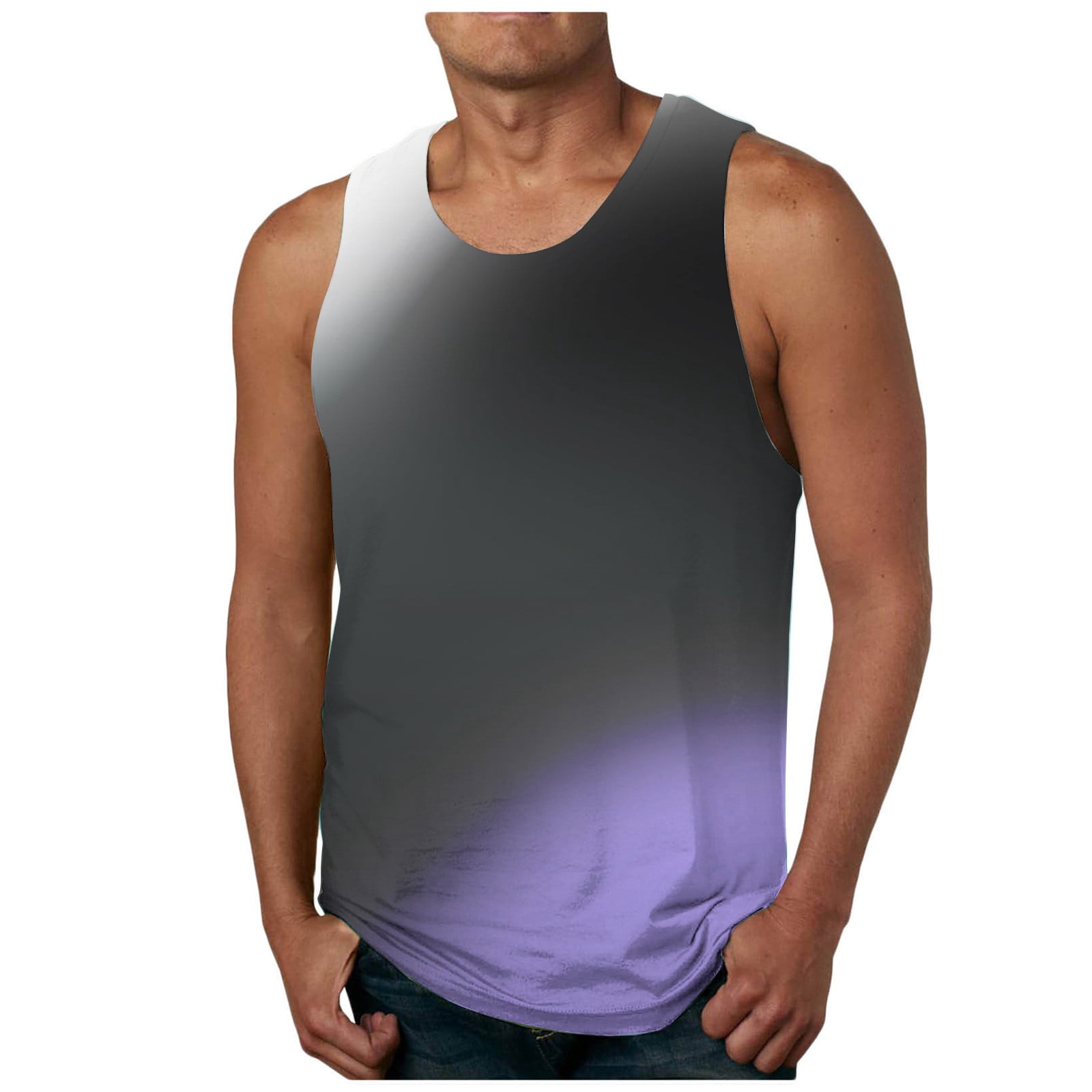 HaoXianJian Plus Size Mens Men's Tank Tops Big and Tall Summer Gradient ...