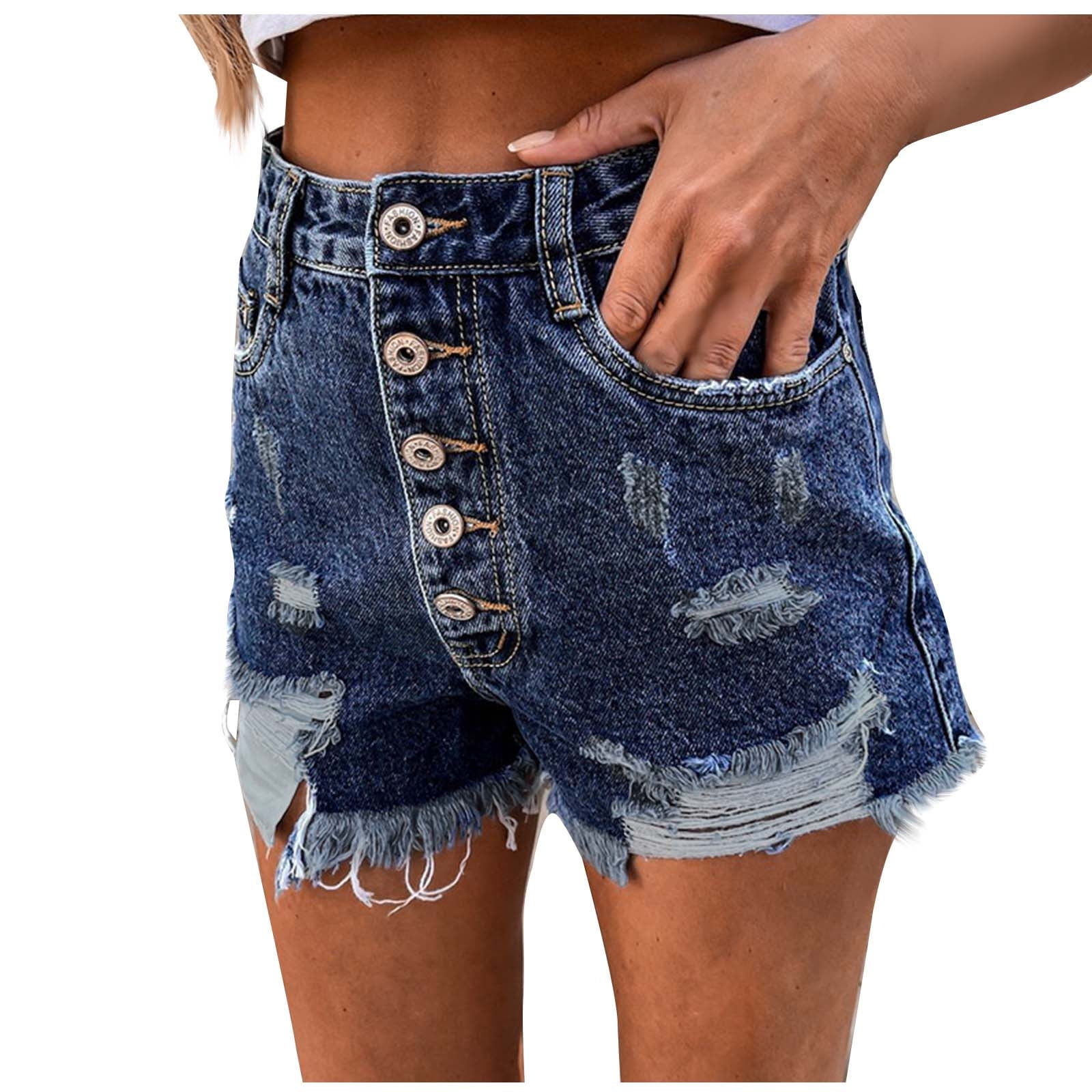 HaoXianJian Women's Jean Shorts Casual HIght Waist Stretch Mini Denim ...