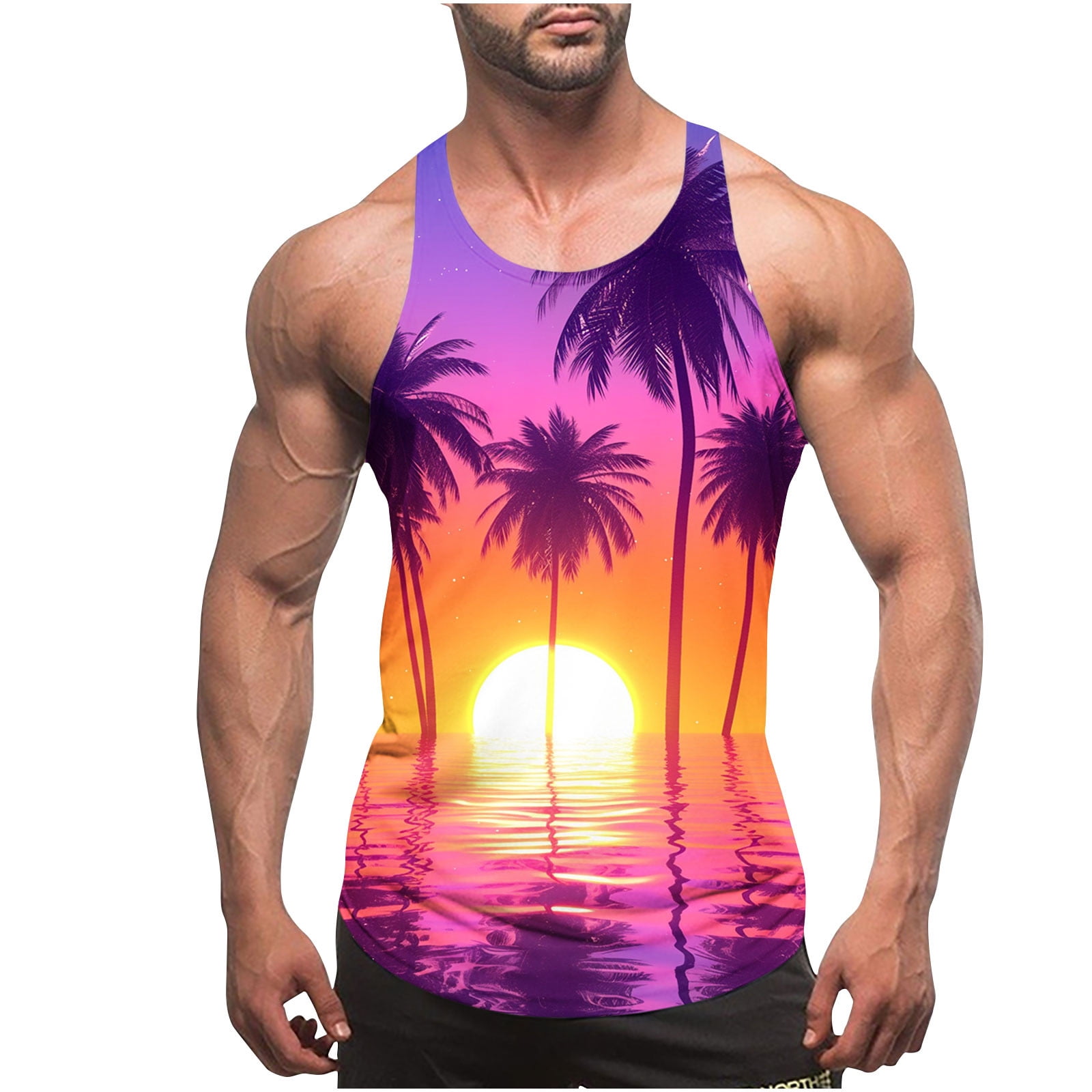 HaoXianJian Men's Tank Top Sleeveless Muscle Shirts Workout Beach ...