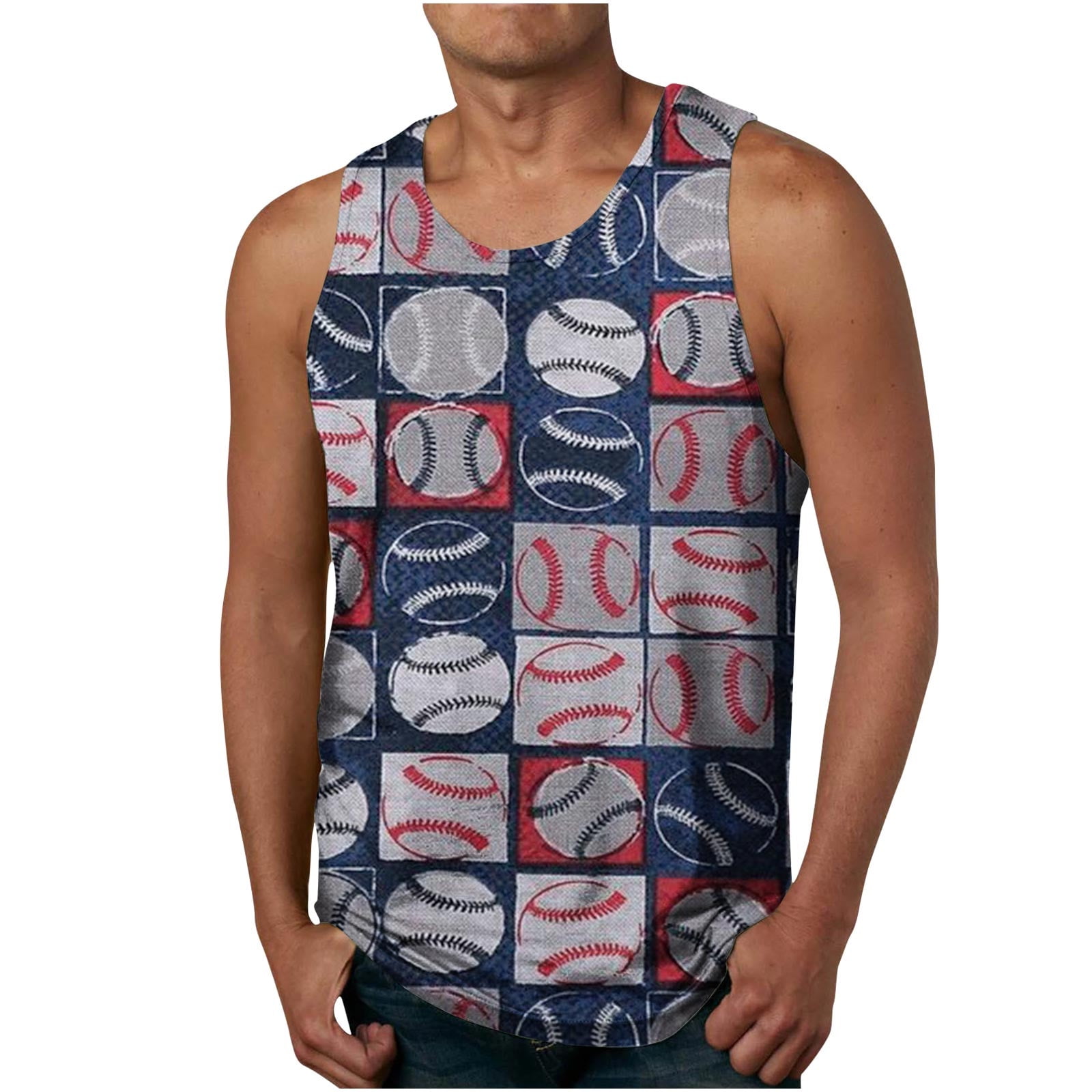 HaoXianJian Plus Size Mens Workout Tank Top Sleeveless Muscle Shirts ...