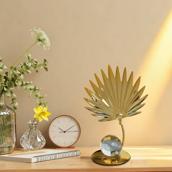 HaoXun 1 Pcs Metal Ginkgo Leaf Crystal Ball Sculpture - Golden Art ...