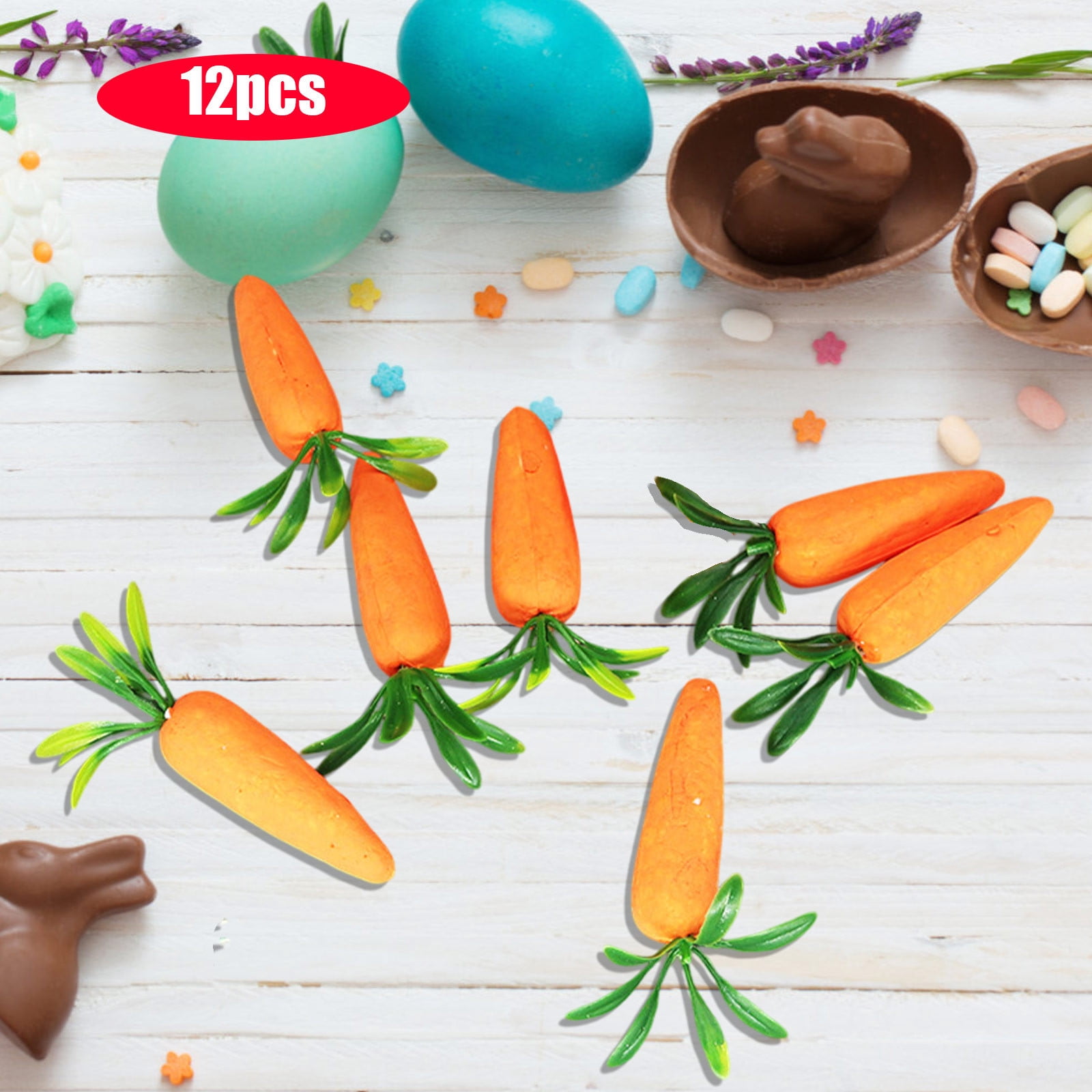 HaoXun 12 Pcs Easter Foam Glitter Carrots - Artificial Mock Carrot ...