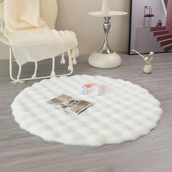HaoXun 27.55 Inch Round Polyester Flannel Water Absorbent Carpet - Sofa ...