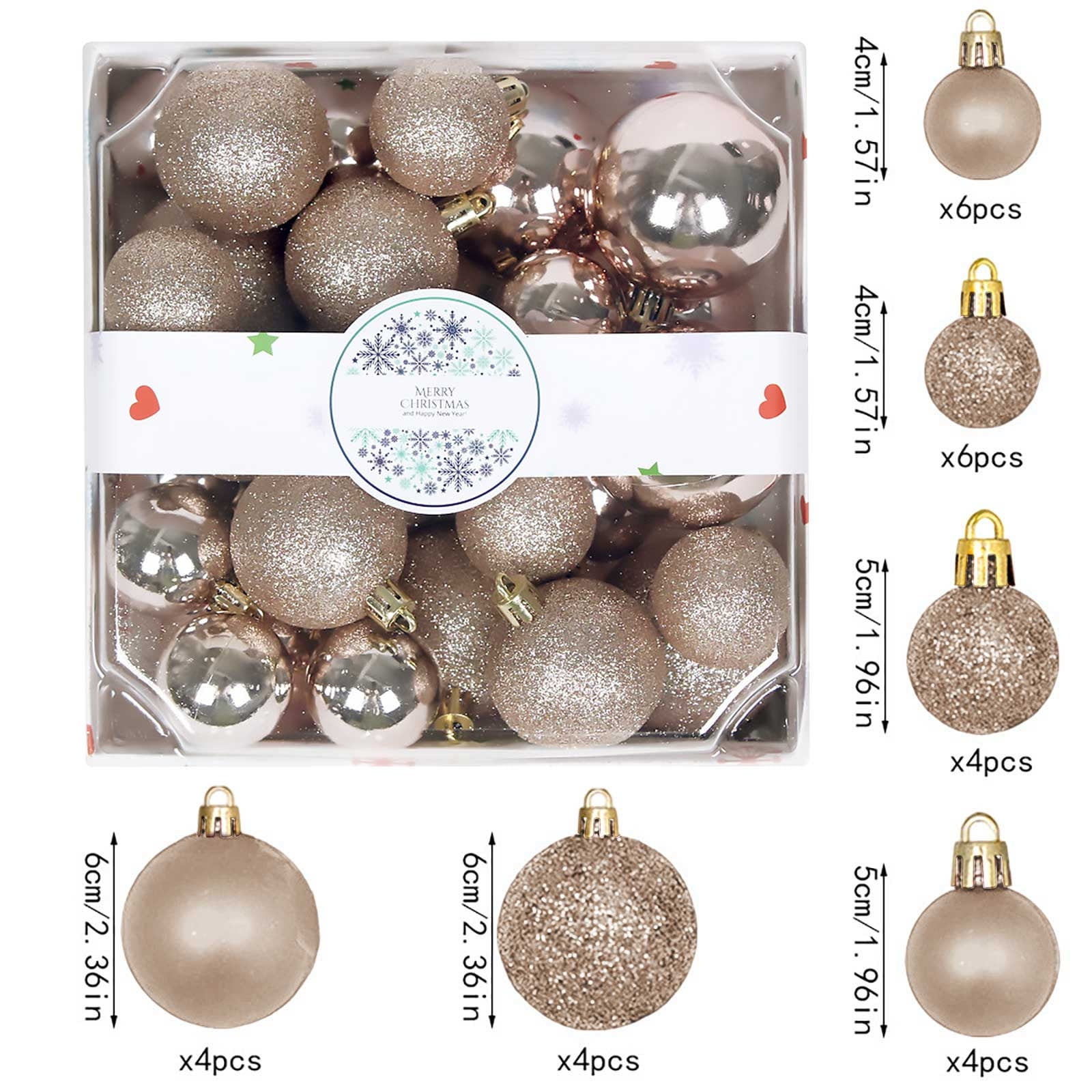 HaoXun 28 Pcs Christmas Tree Bauble Ornaments - Plastic Christmas ...