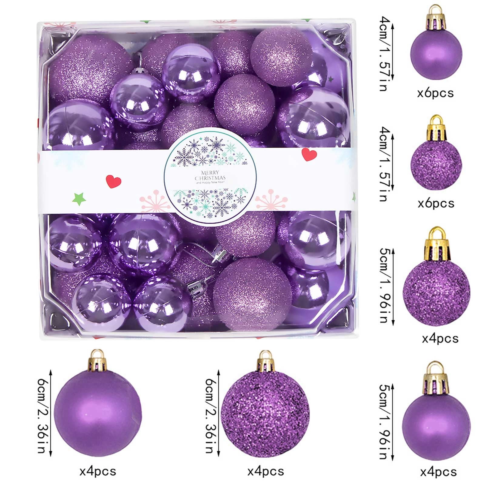 HaoXun 28 Pcs Christmas Tree Bauble Ornaments - Plastic Christmas ...