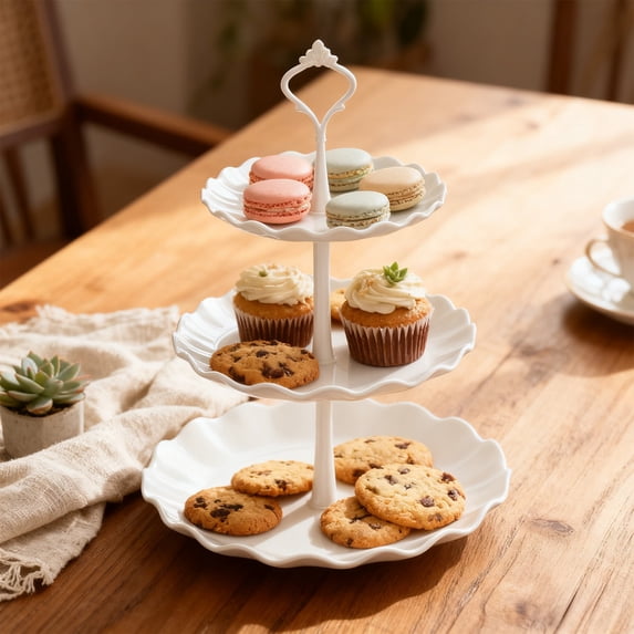 HaoXun 3-Layer Cupcake Rack - Food Safe Plastic Dessert Stand with ...
