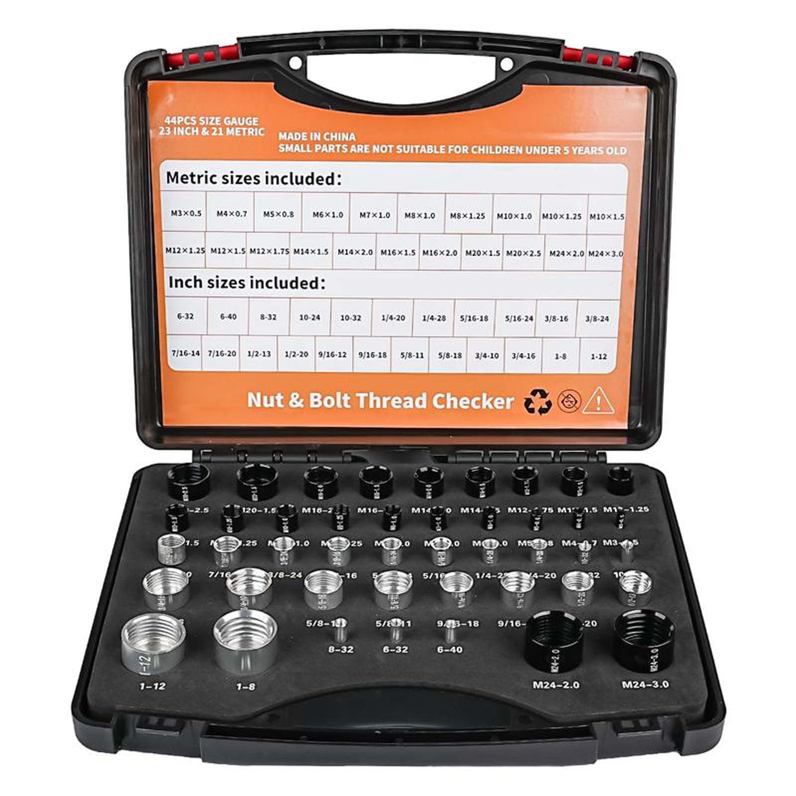 HaoXun 44 Pcs Nut and Bolt Thread Checker - Metric and British Standard ...