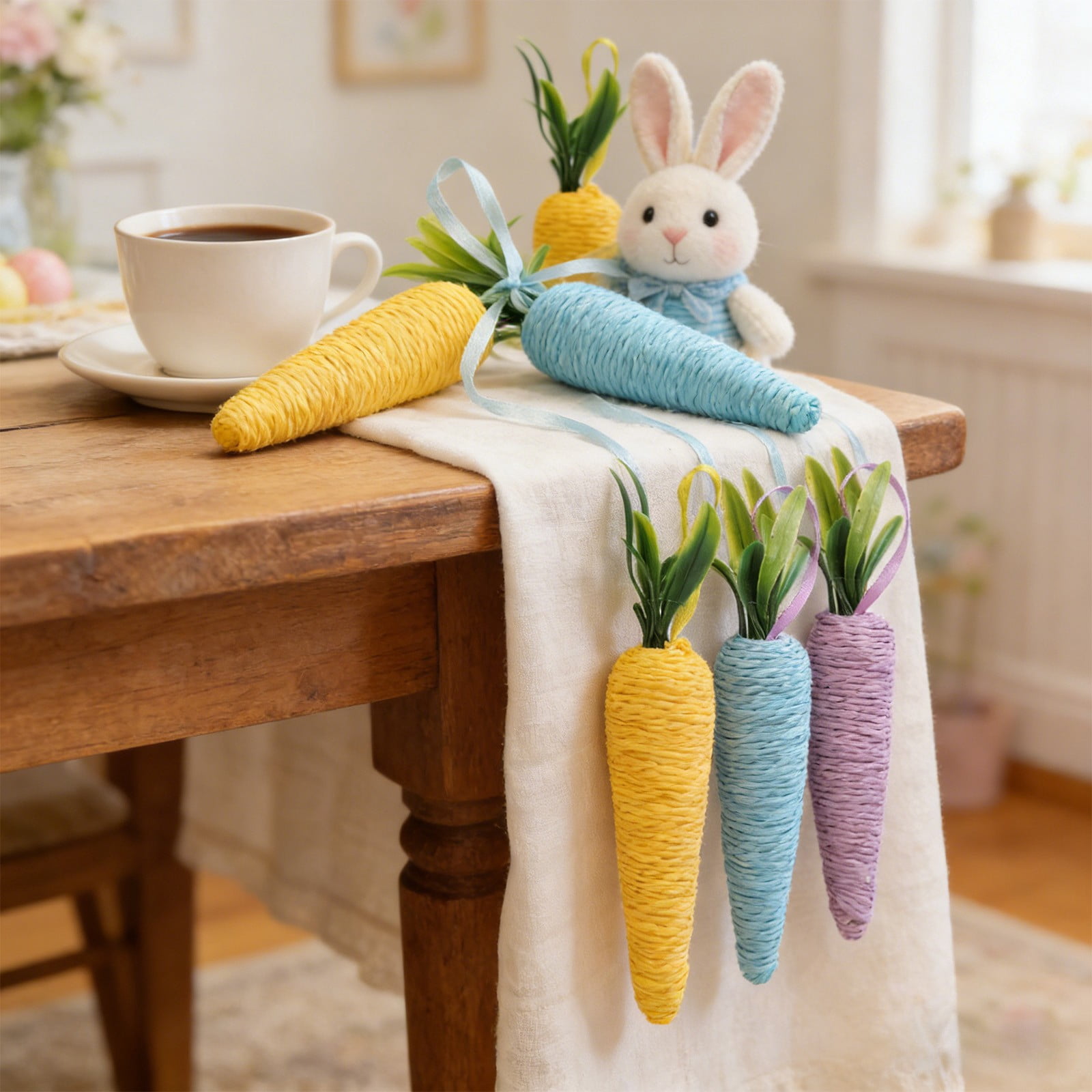 HaoXun 6 Pcs Easter Carrot Decorations - Multicolor Foam Hemp Rope ...