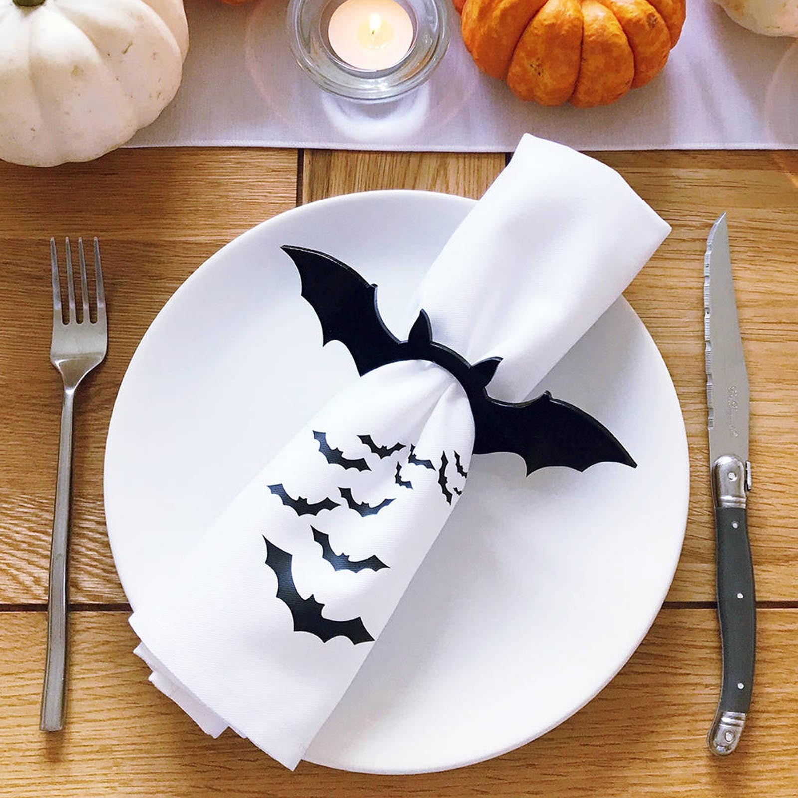 HaoXun 6pcs Halloween Wooden Bat Napkin Rings - Spooky Table Decor for ...