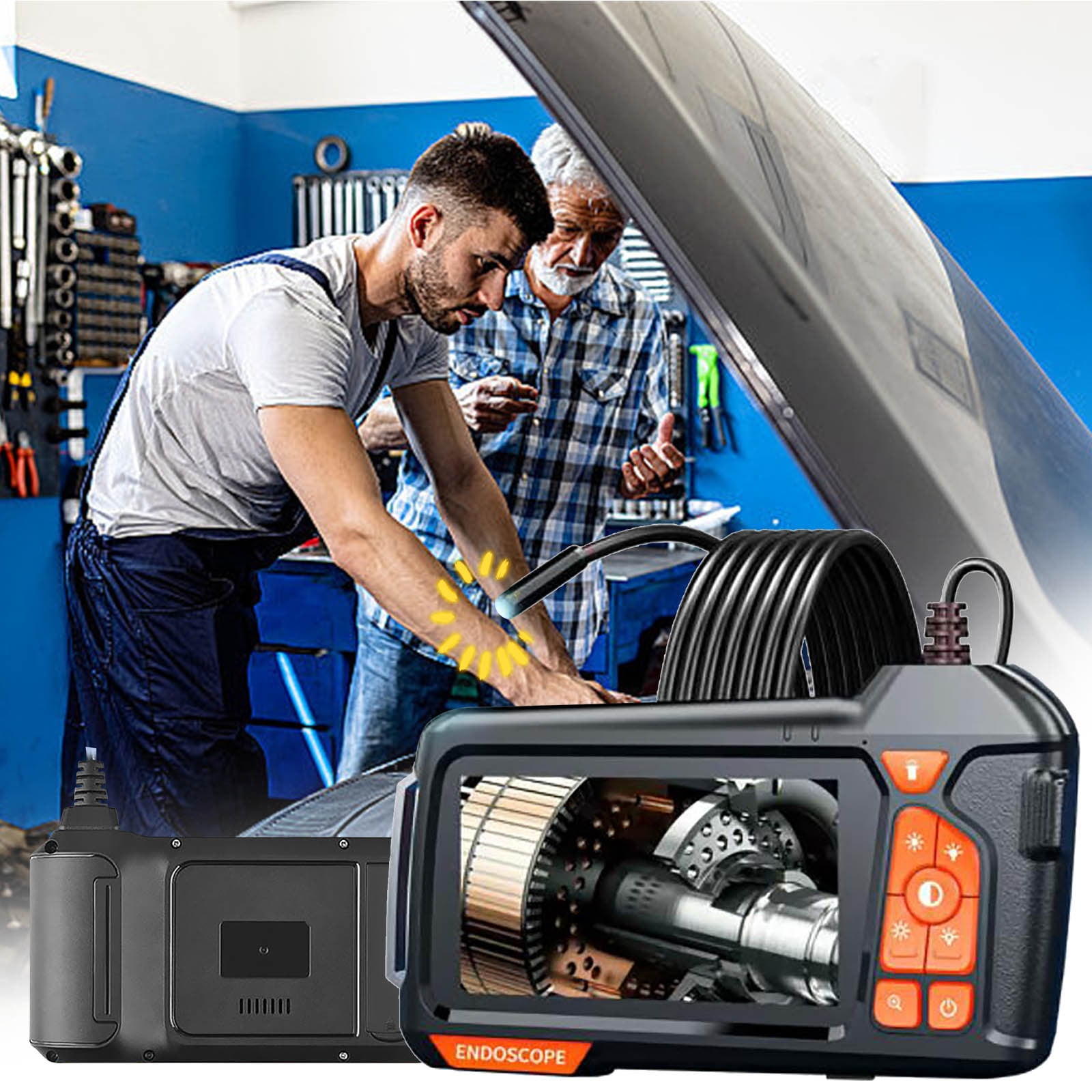 HaoXun 8mm Dual Head Industrial Borescope Camera with 4.3" HD IPS ...