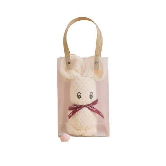 HaoXun Bunny Folded Towel with PVC Gift Bag - Cute Animal Design, Soft ...