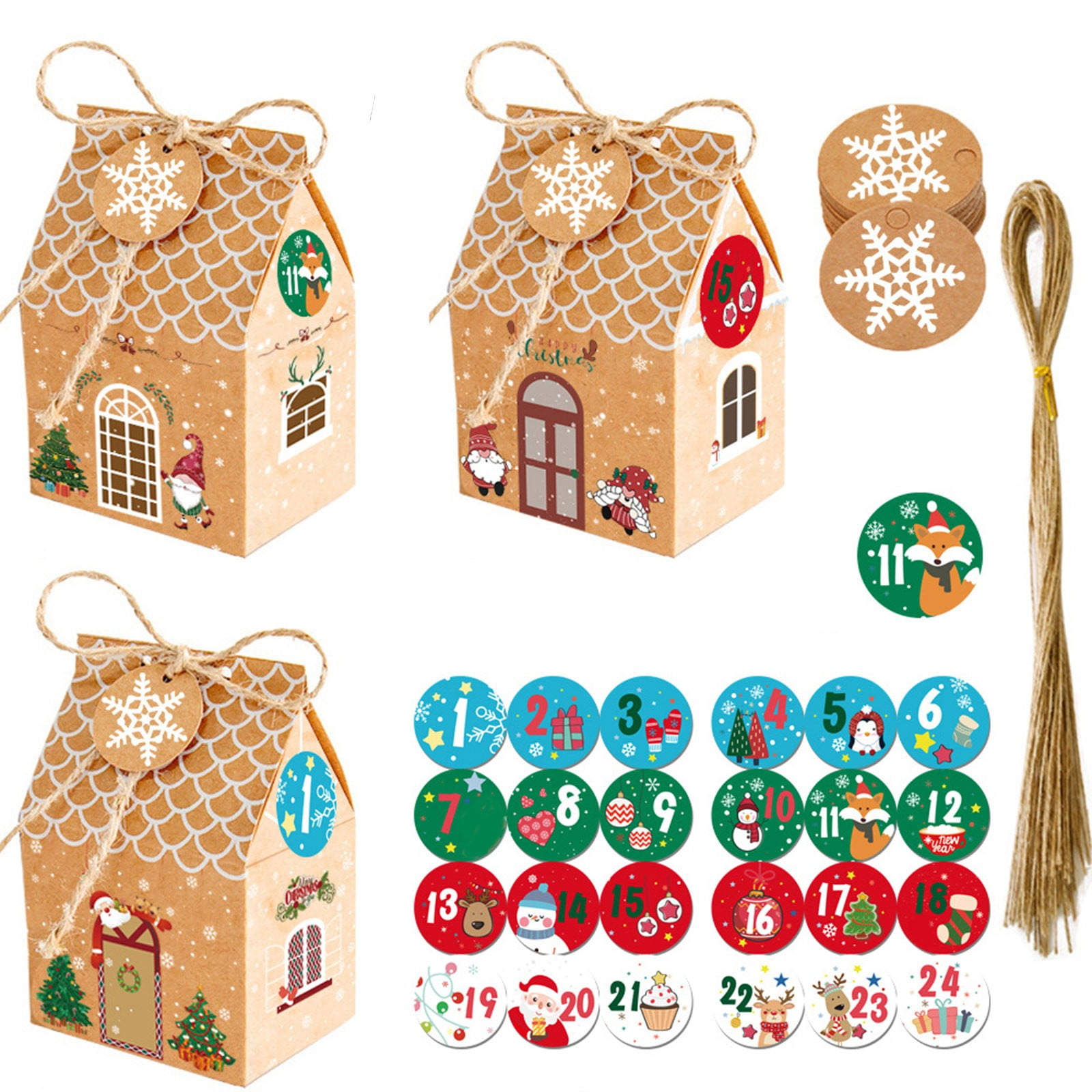 HaoXun Christmas Candy Gift Box 24 Sets – Festive Kraft Paper Advent ...