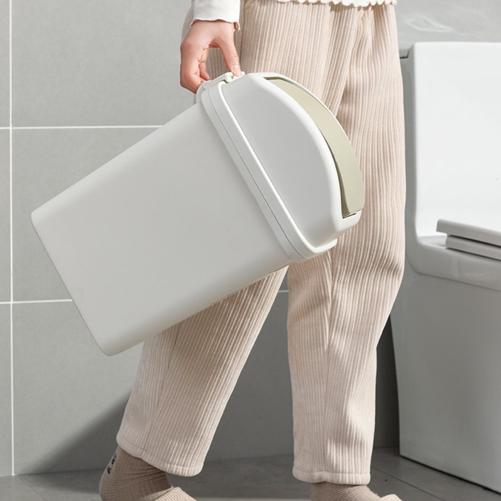 HaoXun Creative Hinged Trash Can with Lid - Two-Way Swing Top Odor ...